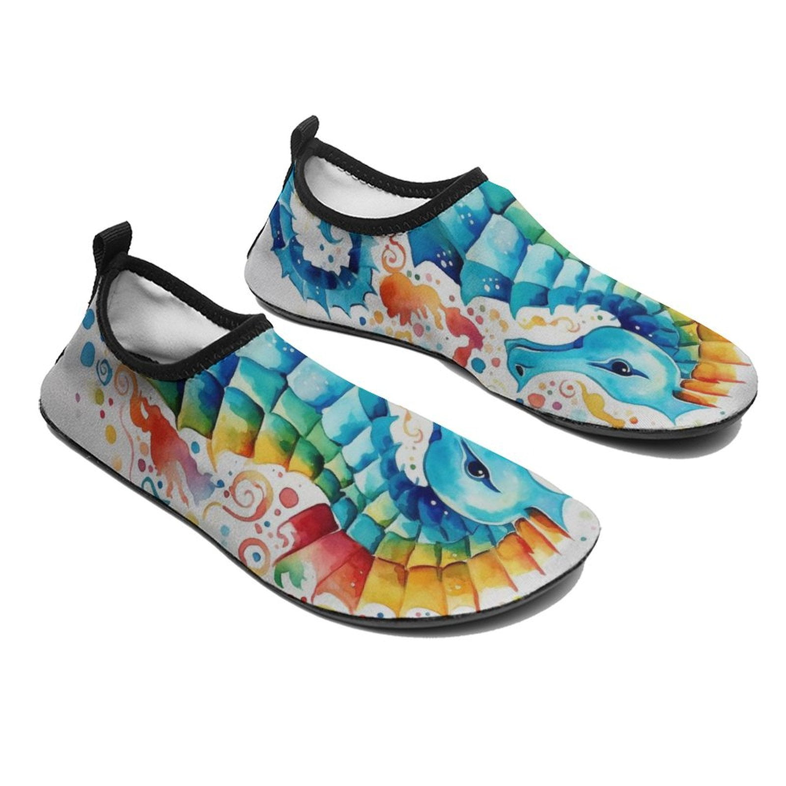 Colorful Seahorse Watercolor Water Shoes Beach Slip-on Shoes for Men ...