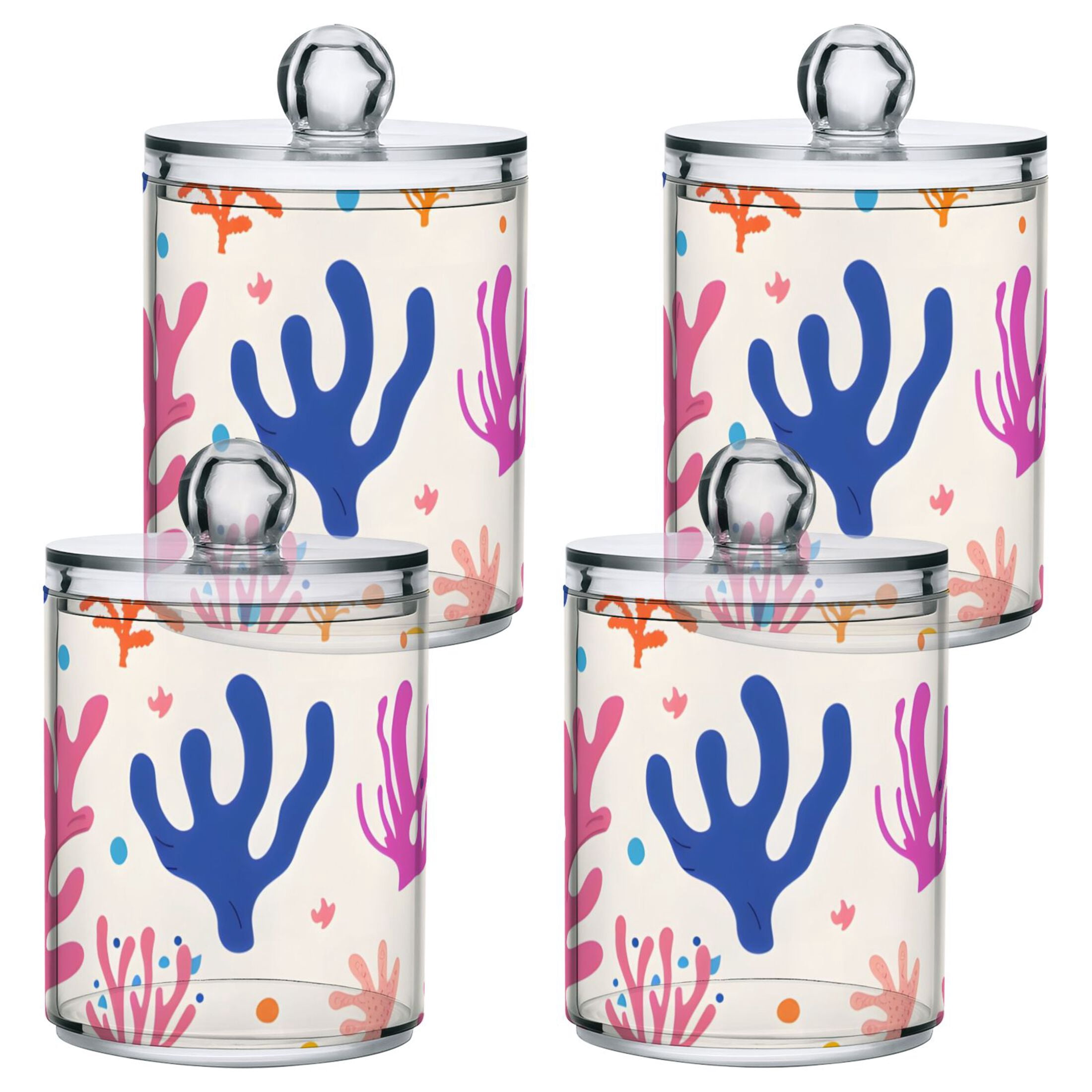 Colorful Seahorses Corals Fishes Translucent Plastic Cans Storage ...