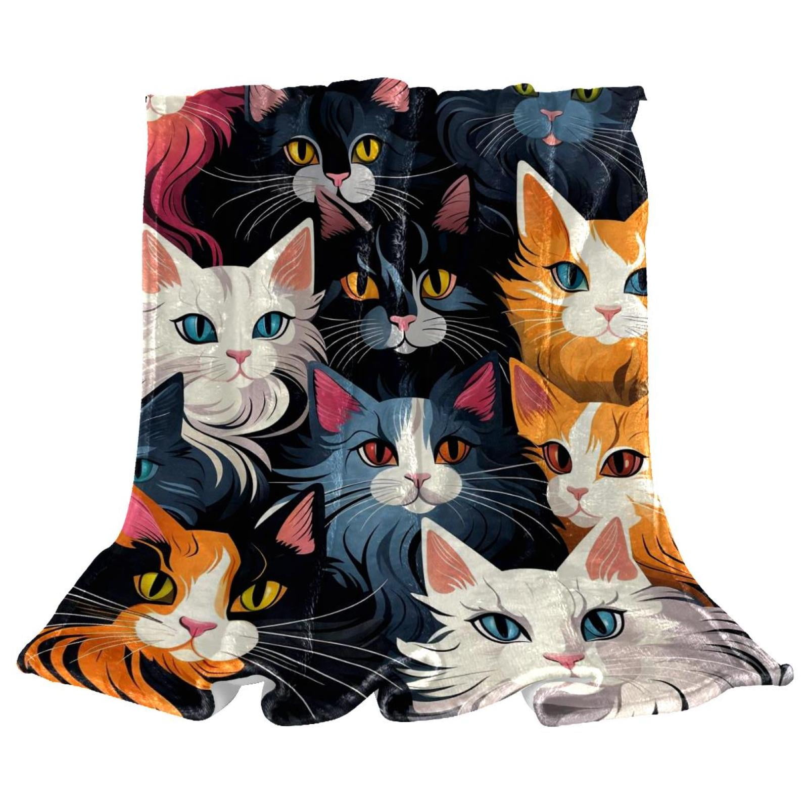 Colorful Seamless Cats Plush Throw Blanket for Couch 59" x 79 ...