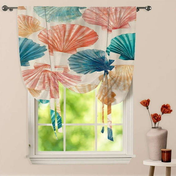 Colorful Seashell Pattern Window Curtain for Living Room Roman Curtain ...