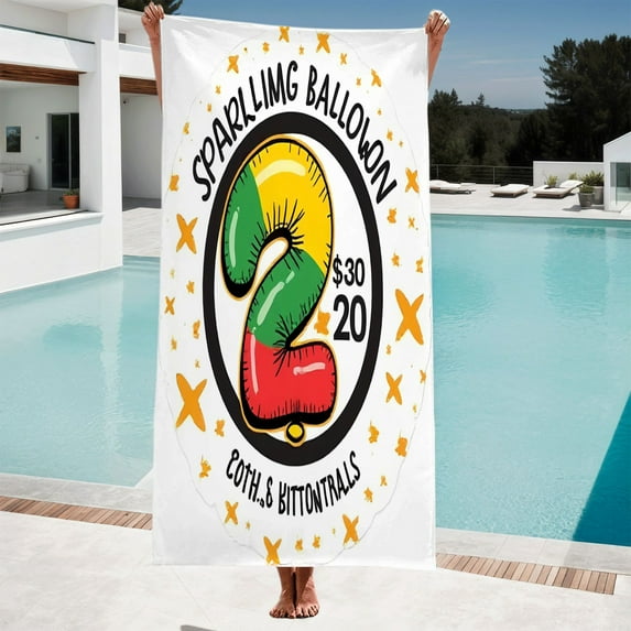Colorful Segmented Balloon Design Beach Towel - Vibrant Green Yellow ...