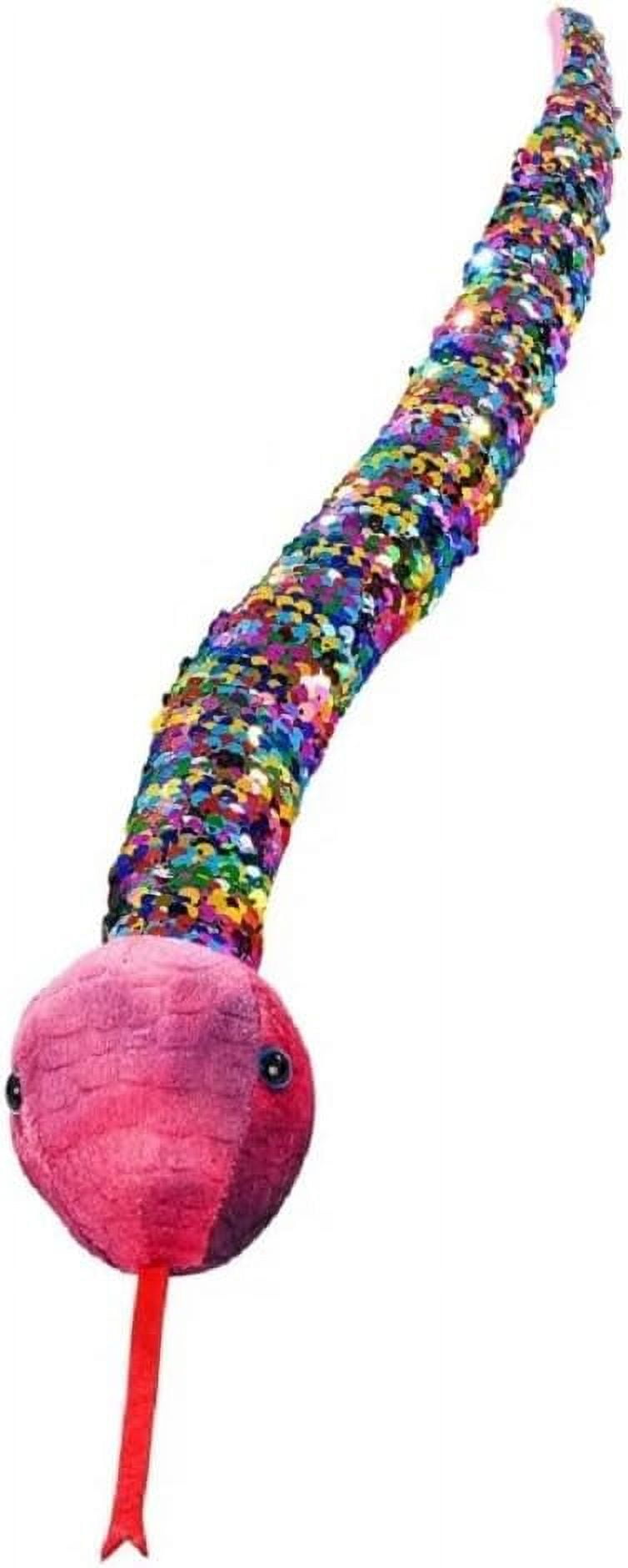 Colorful Sequin Plush Snakes (26") (Rainbow/Silver) ) Reversible Double ...