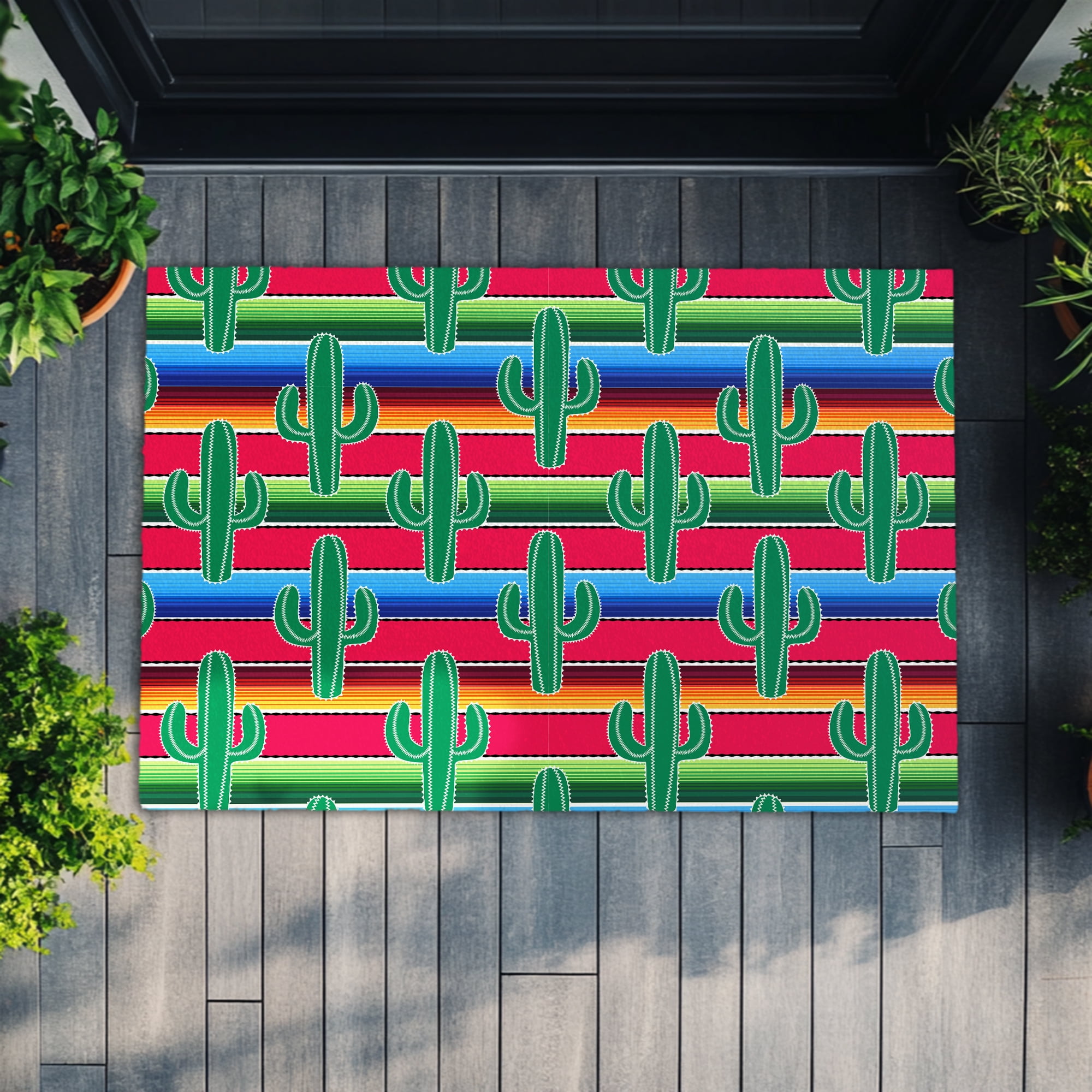 Colorful Serape Doormat – Traditional Mexican Stripe Welcome Mat ...