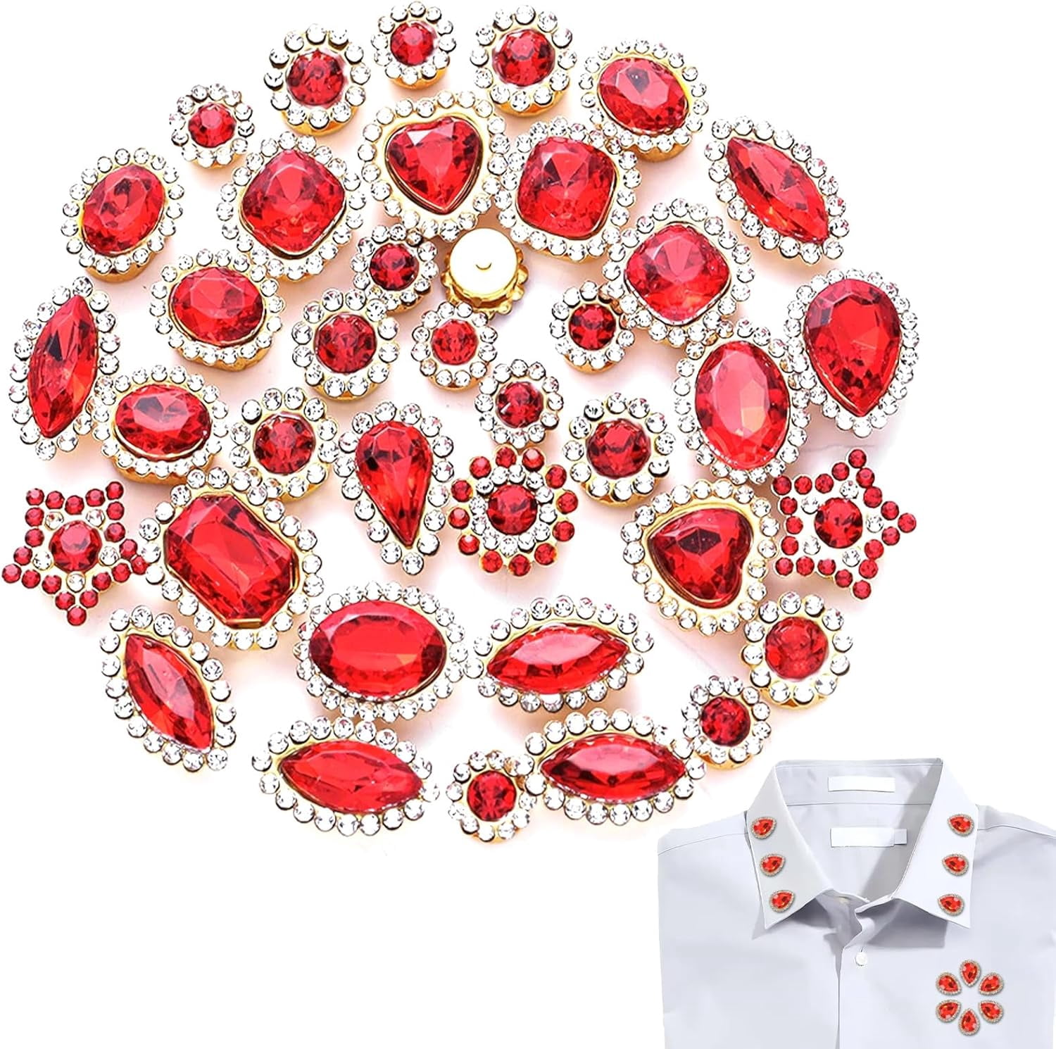 Colorful Sew Rhinestones 50 count Mixed Shapes Glass with Metal Base ...
