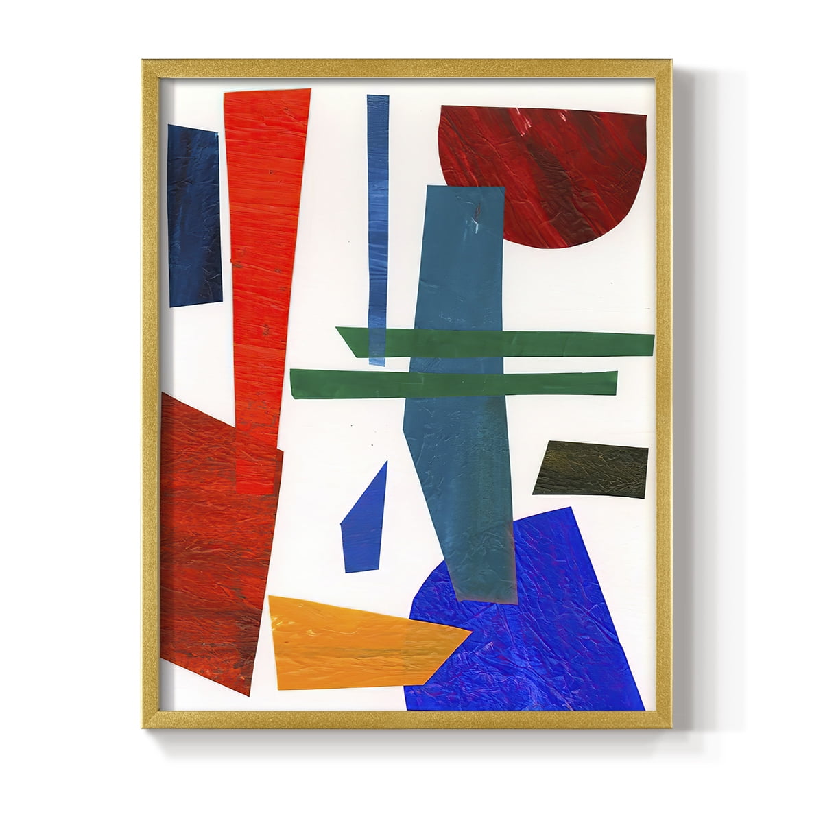 Colorful Shapes IV Framed Print in Gold Solid Wood Framed Print No Nail ...