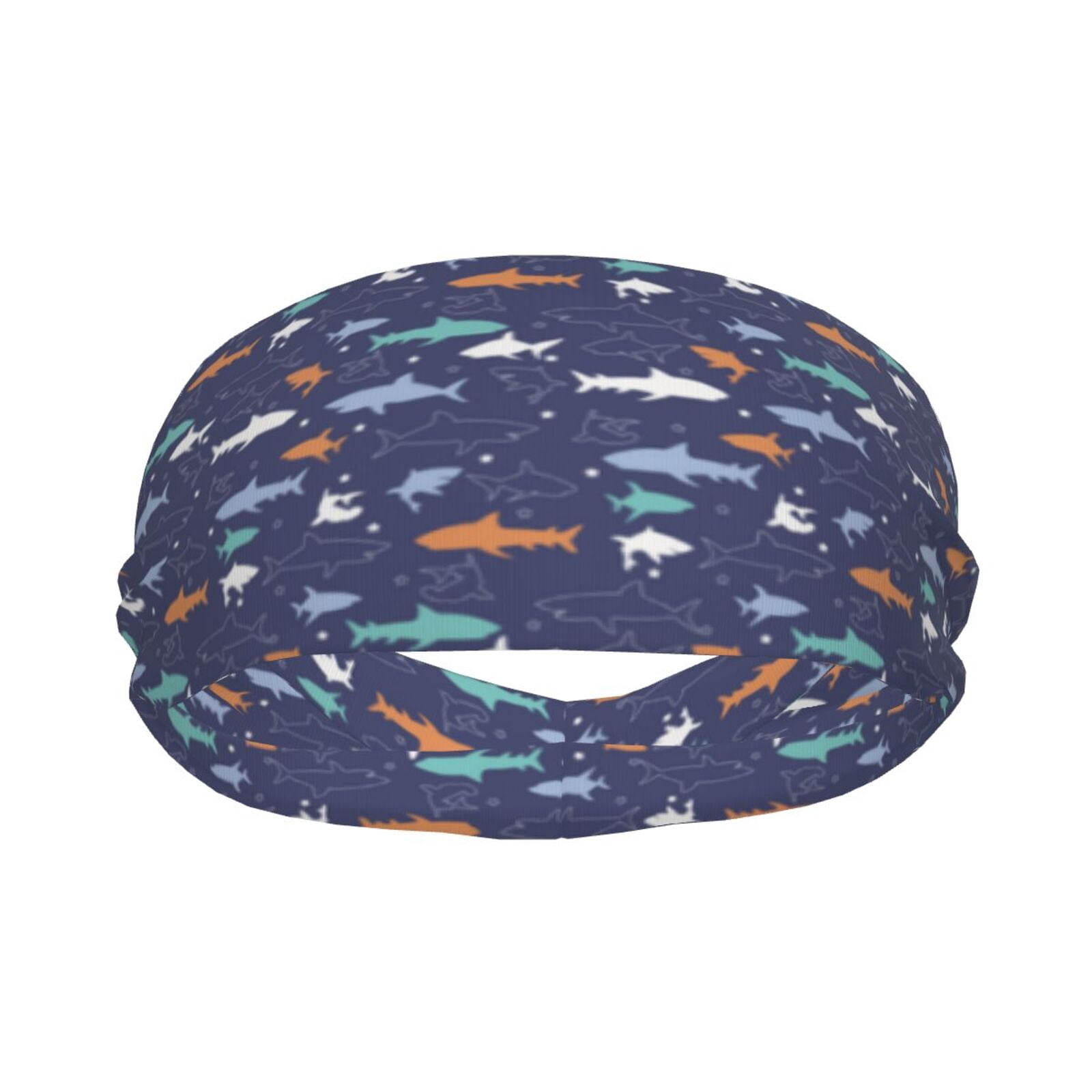 Colorful Shark cartoon Headbands for Women/Men, Elastic Wide Soft Sweat ...
