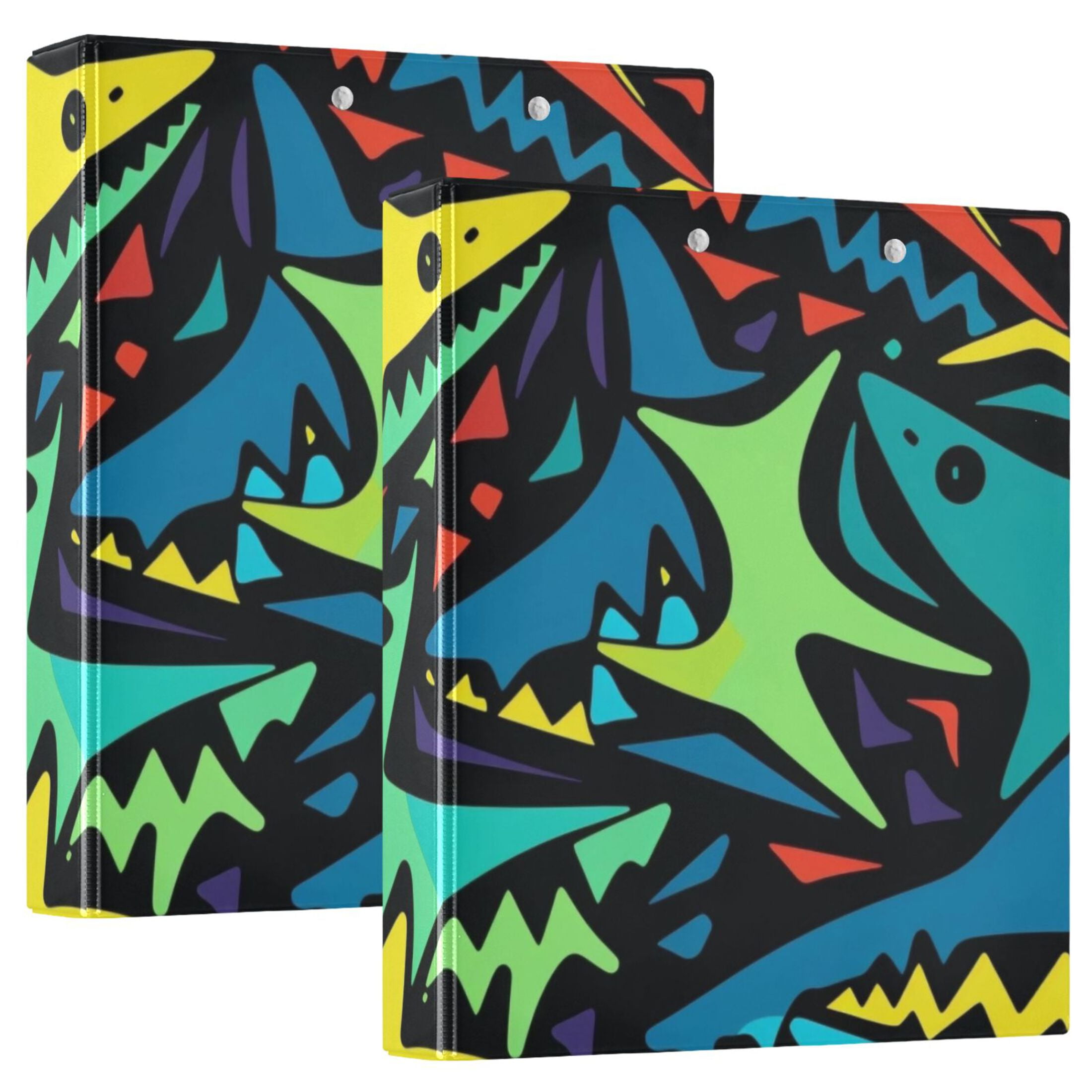 Colorful Sharks 3 Ring Binders 1.5 inch Hardcover File Folders with ...