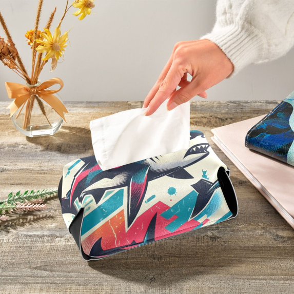 Colorful Sharks Napkin Dispenser Leather Paper Napkins Holders Elegant ...