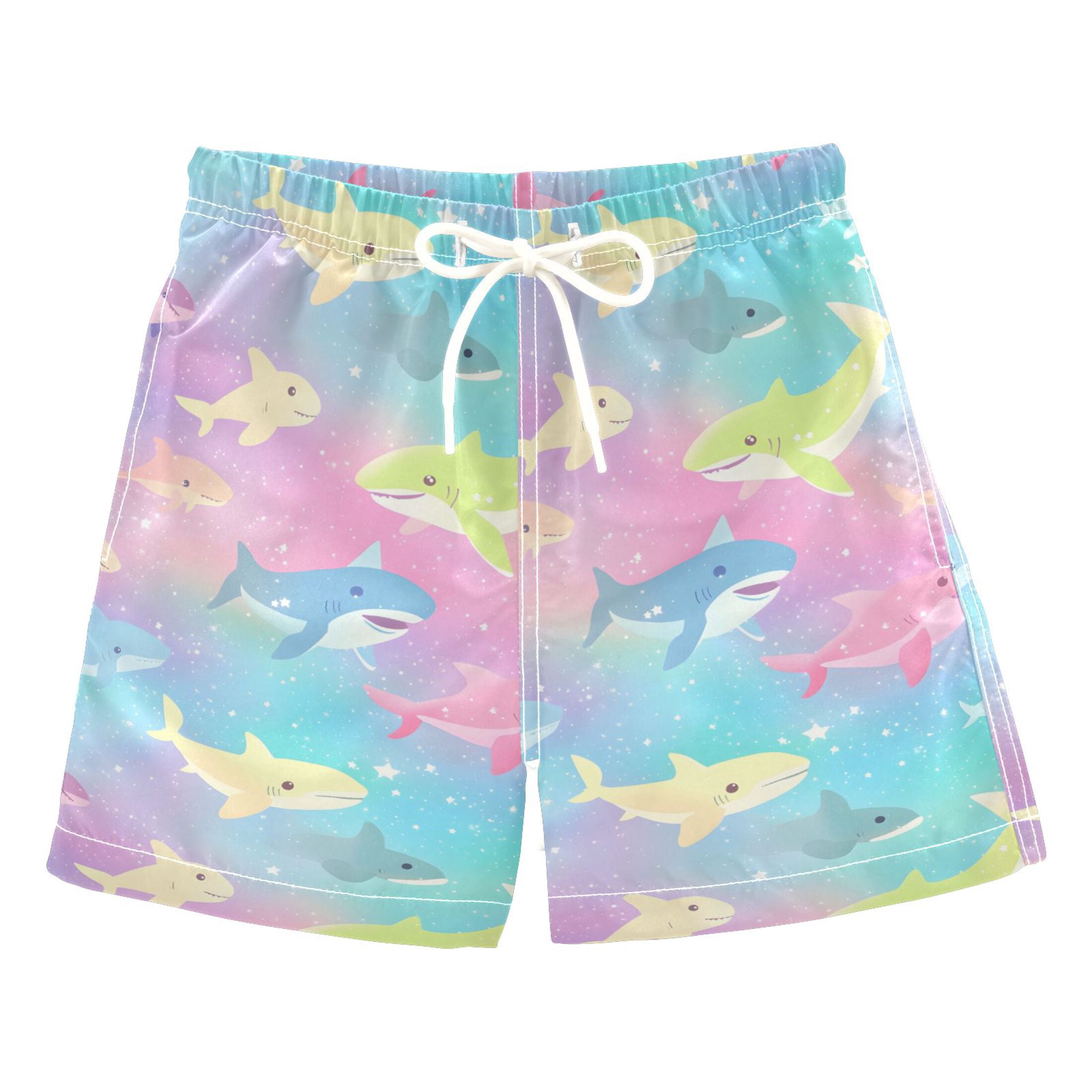 Colorful Sharks Swim Trunks Quick Dry Beach Pool Board Shorts ...