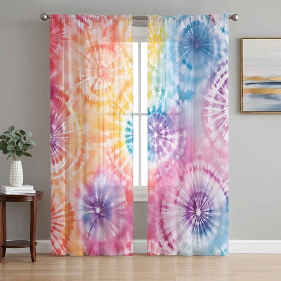Colorful Sheer Curtains 84 Inch Length 2 Panels Set, Ethnic Modern ...