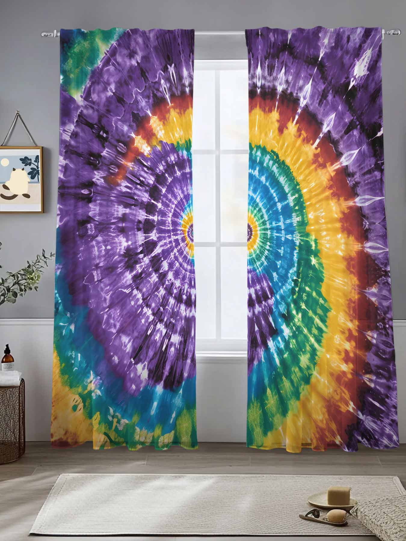 Colorful Sheer Curtains for Living Room Bedroom Ethnic Geometric Modern ...
