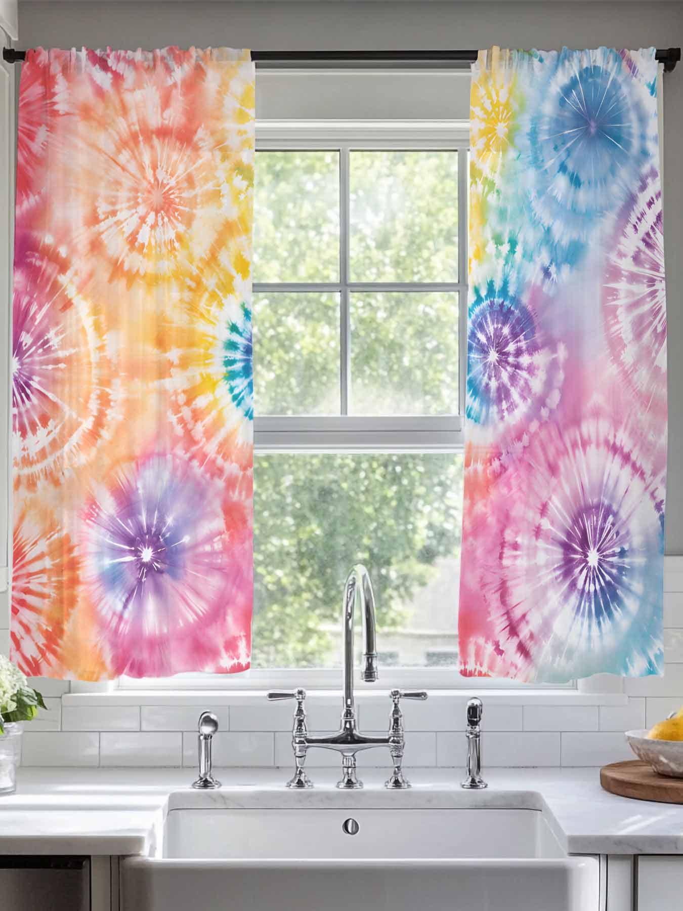 Colorful Sheer Curtains for Living Room Bedroom Ethnic Modern Abstract ...
