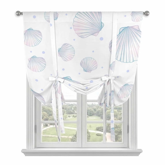 Colorful Shell Coastal Tie Up Curtains for Windows, Adjustable Balloon ...
