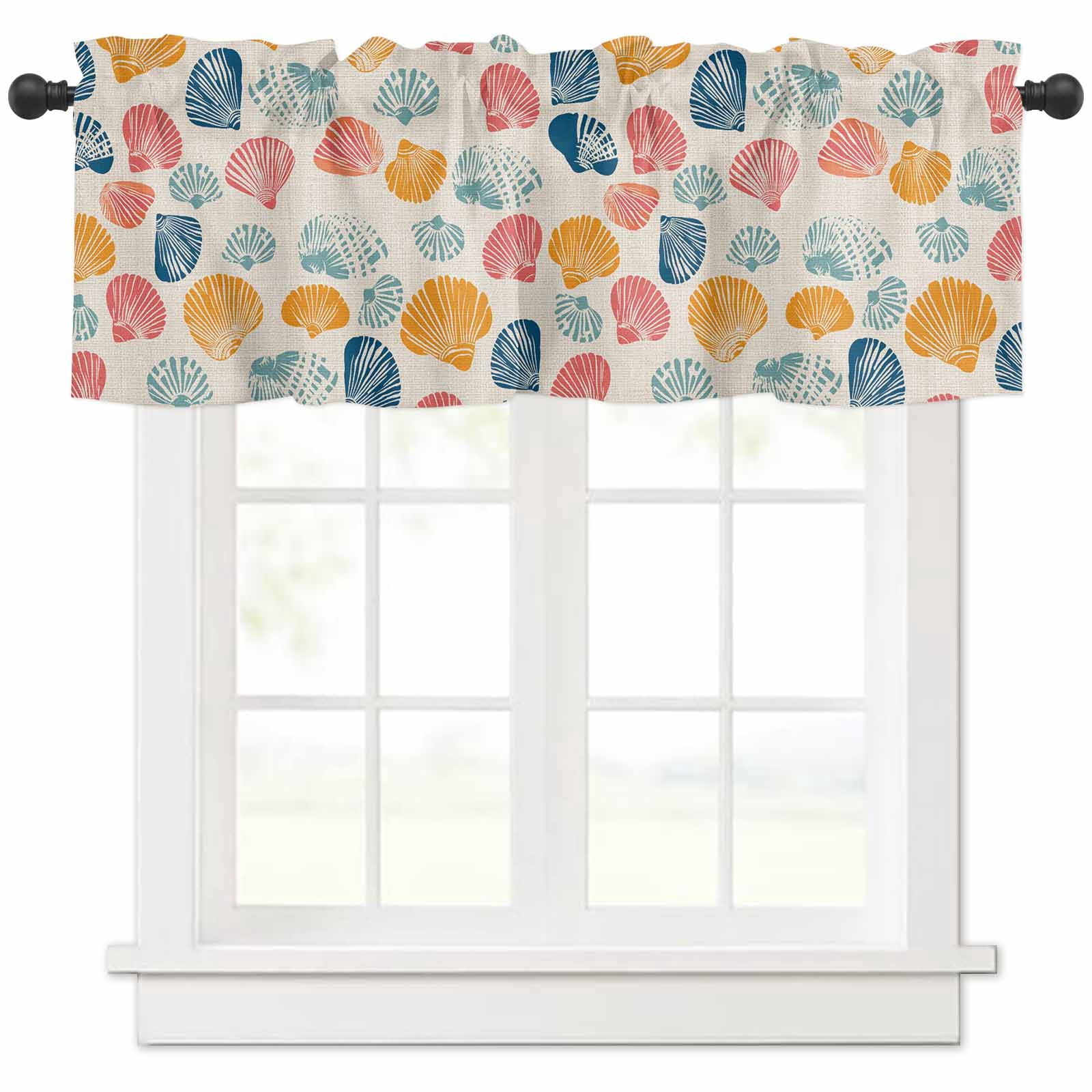 Colorful Shell Valances for Windows Farmhouse Kitchen Curtains Valances ...
