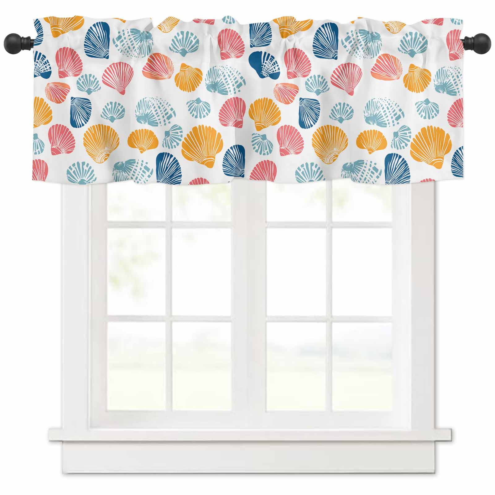 Colorful Shell Valances for Windows Farmhouse Kitchen Curtains Valances ...