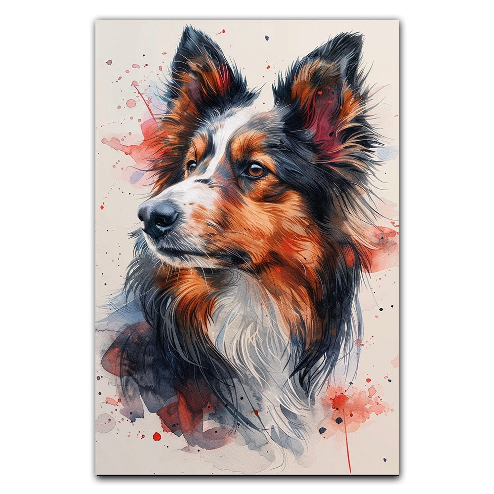 Colorful Shetland Sheepdog Wall Art Abstract Dog Posters Animal Canvas ...