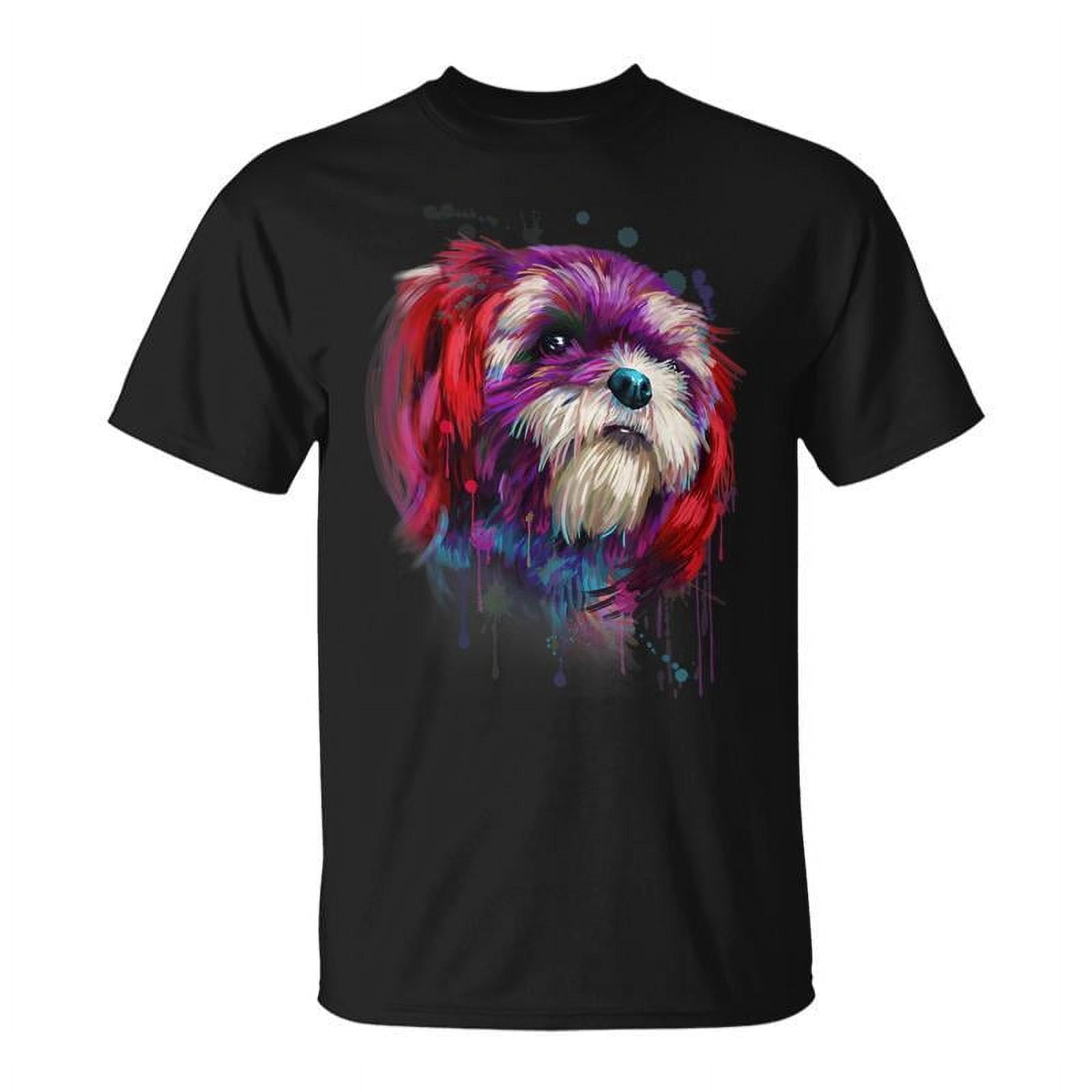 Colorful Shih Tzu Dog Watercolor Splatter Art Graphic T-Shirt ...