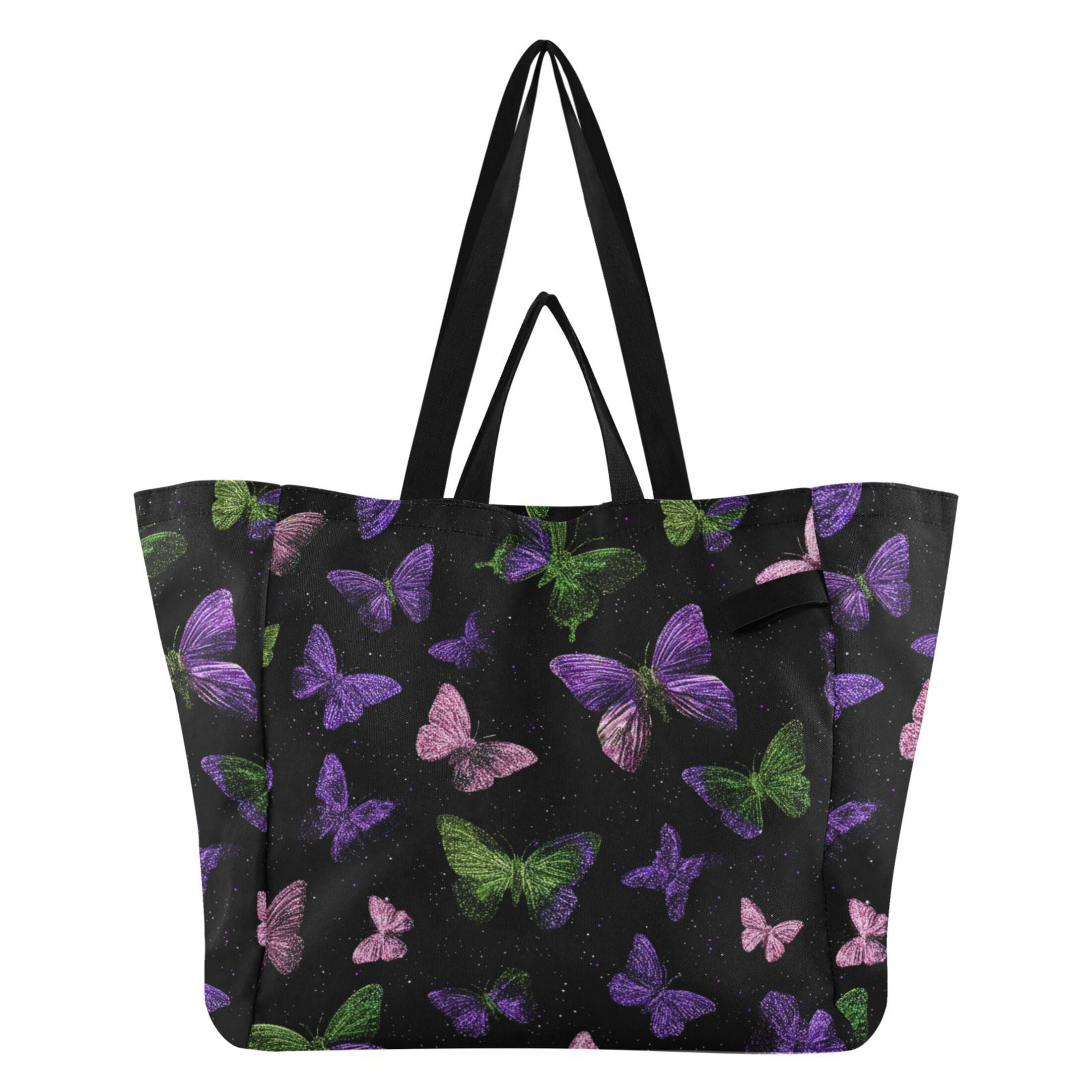 Colorful Shining Butterflies Beautiful Foldable Canvas Tote Bags ...