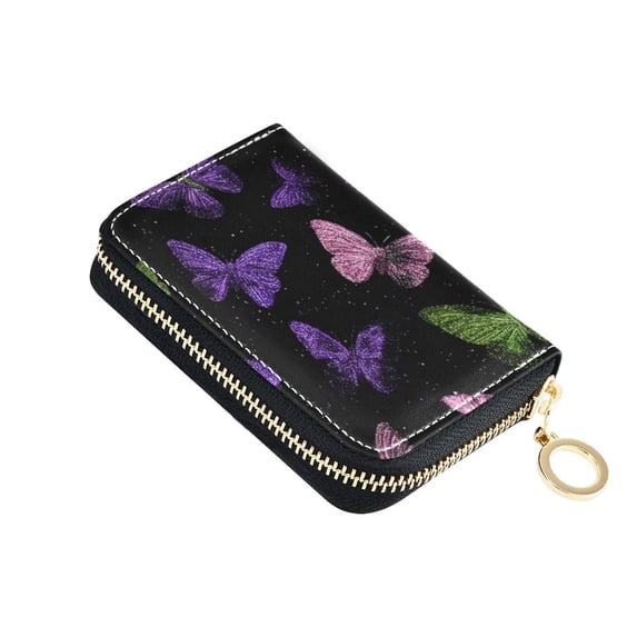 Colorful Shining Butterflies Beautiful Women's Credit Card Holder PU ...