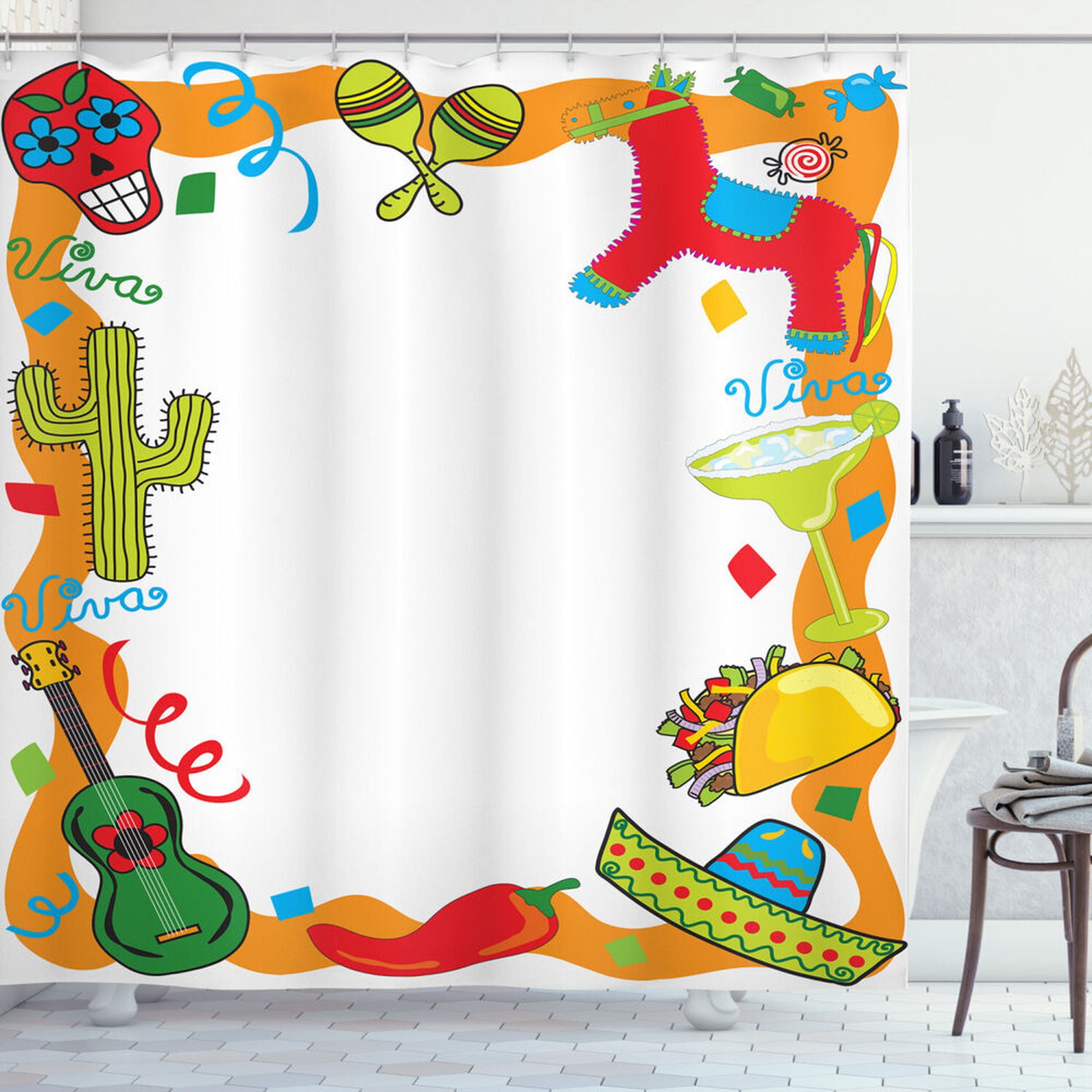 Shower Curtain Cartoon Party Items Print for Bathroom - Walmart.com