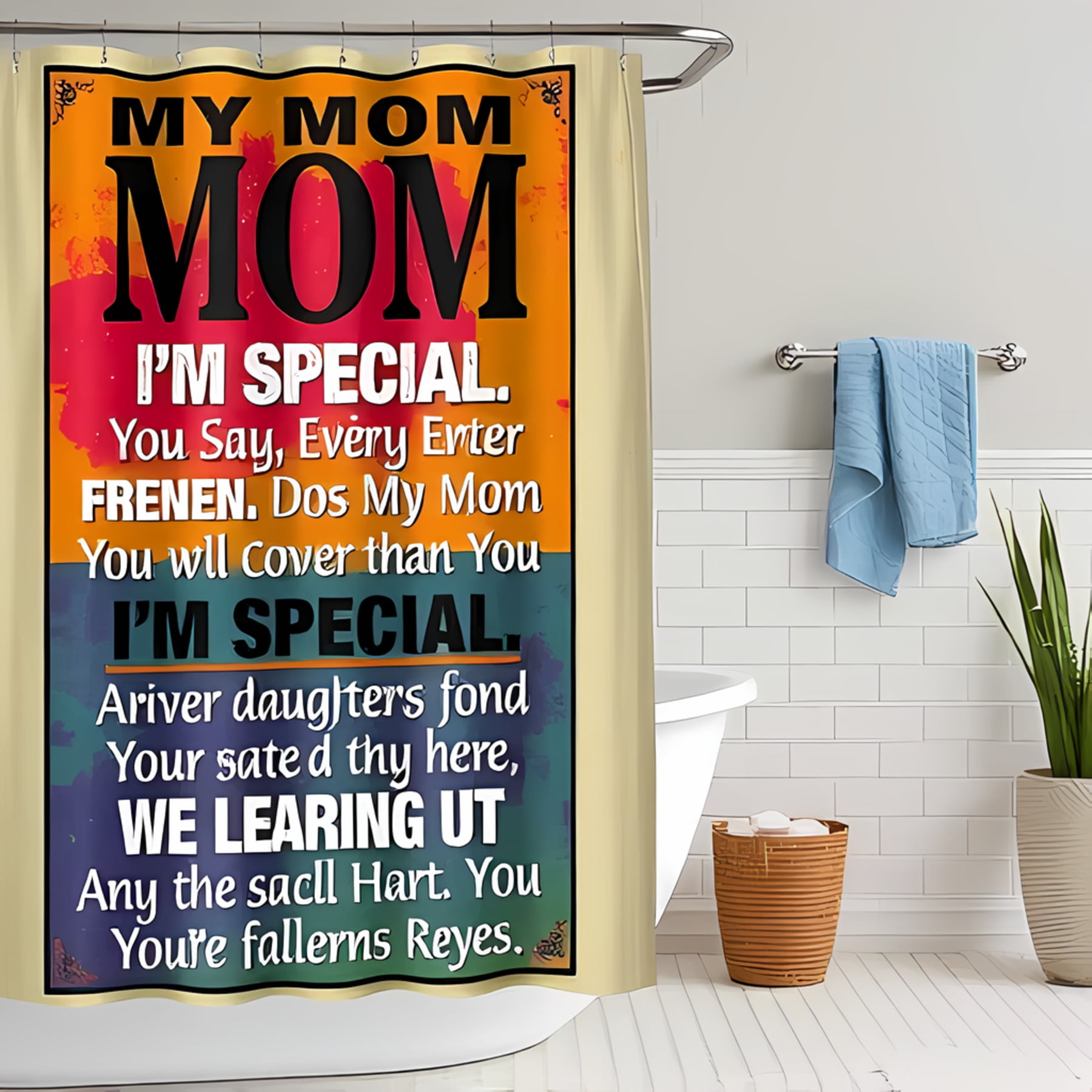 Colorful Shower Curtain with Heartfelt Messages - " I'M SPECIAL ...