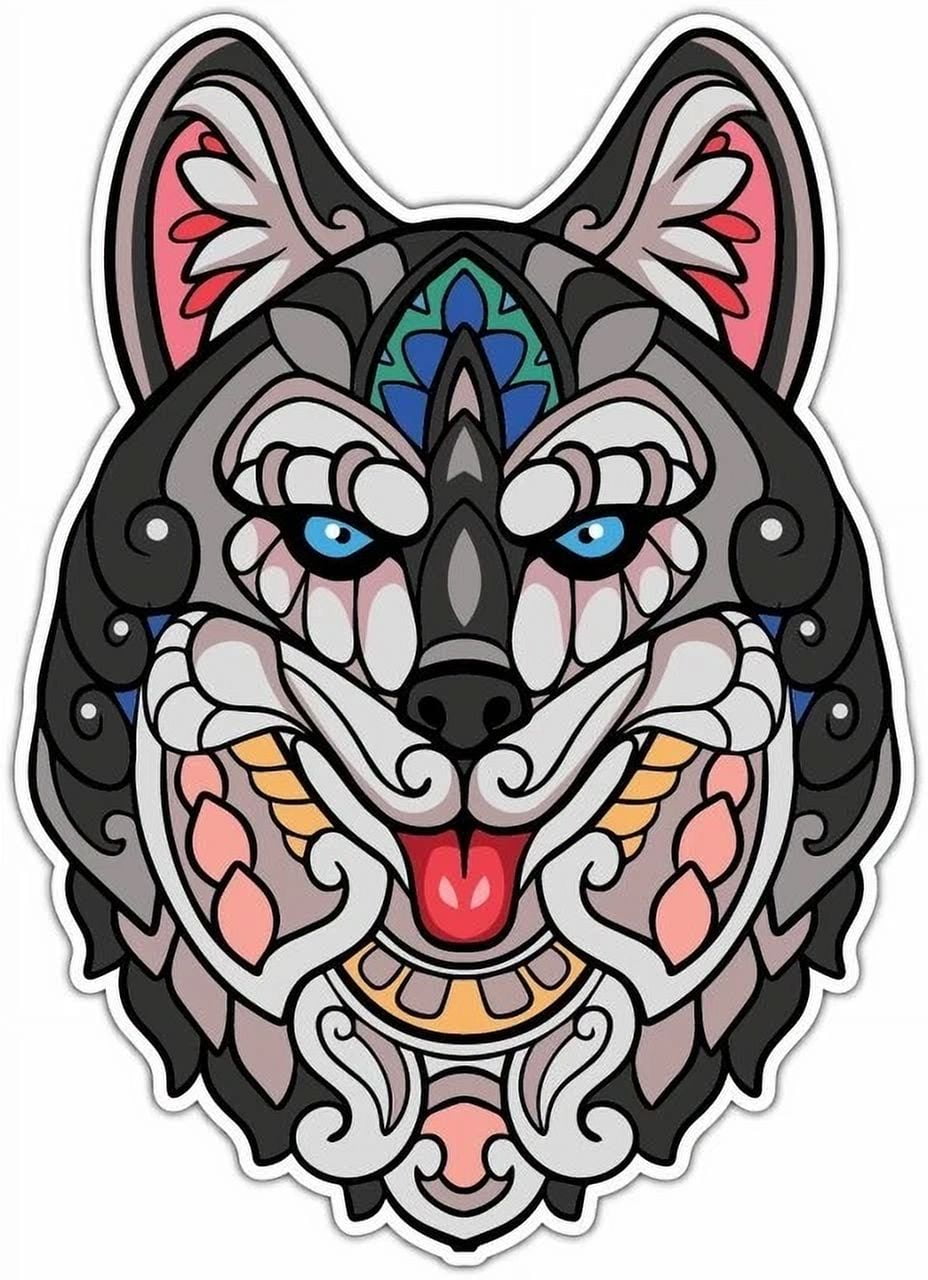 Colorful Siberian Husky Dog Zentangle Mandala Window Stickerphone Decal ...