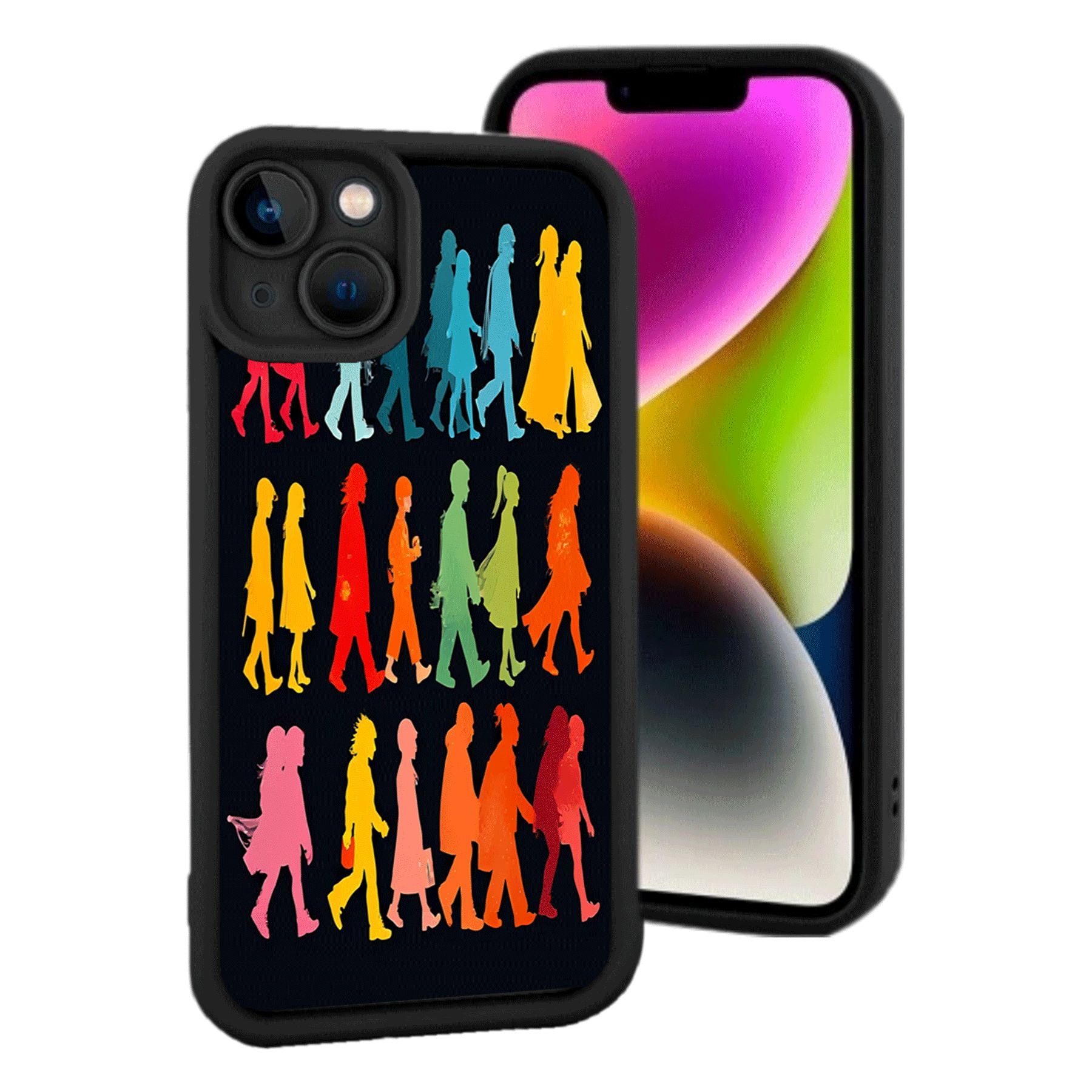 Colorful Silhouette Walking Pattern Lightweight iPhone 15 Case ...