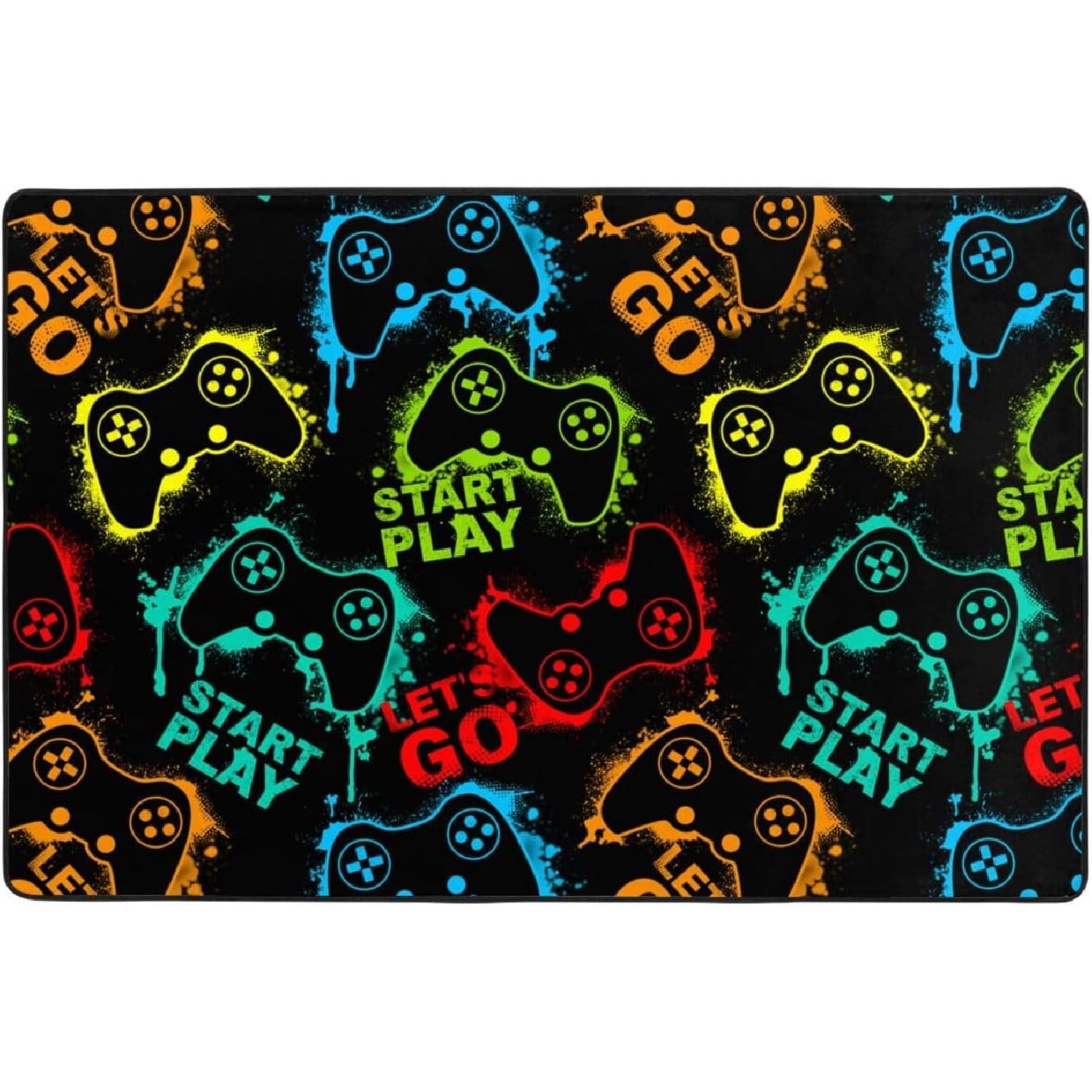 Colorful Silhouettes Game Joysticks Bath Mat Non-Slip Soft Microfiber ...