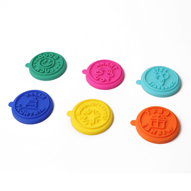 Colorful Silicone Cookie Stamp Set of 6 Designs, Plastic, Silicone ...