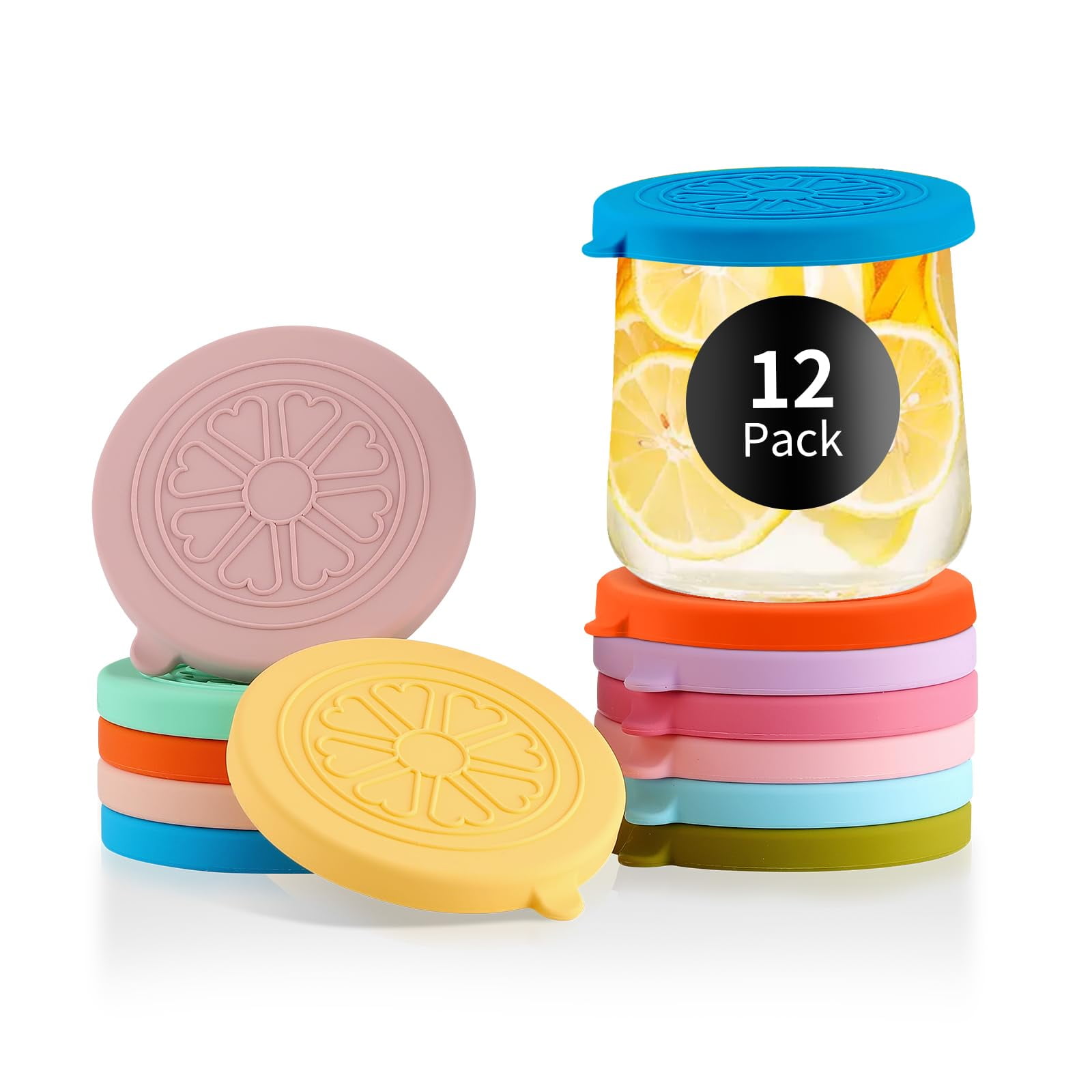 Colorful Silicone Lids for Oui Yogurt Jars, 12 Pack 5oz Covers, BPA ...