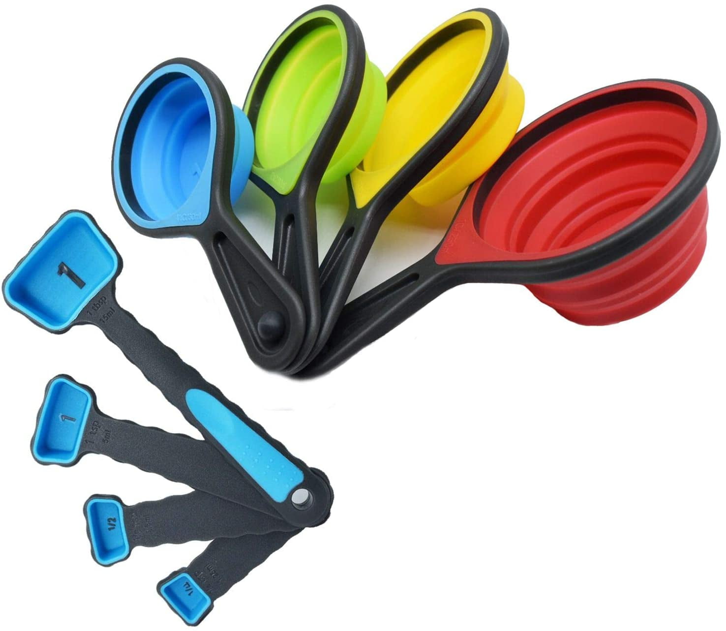 Colorful Silicone Measuring Cups & Spoon Set - 8 Pack Baking ...