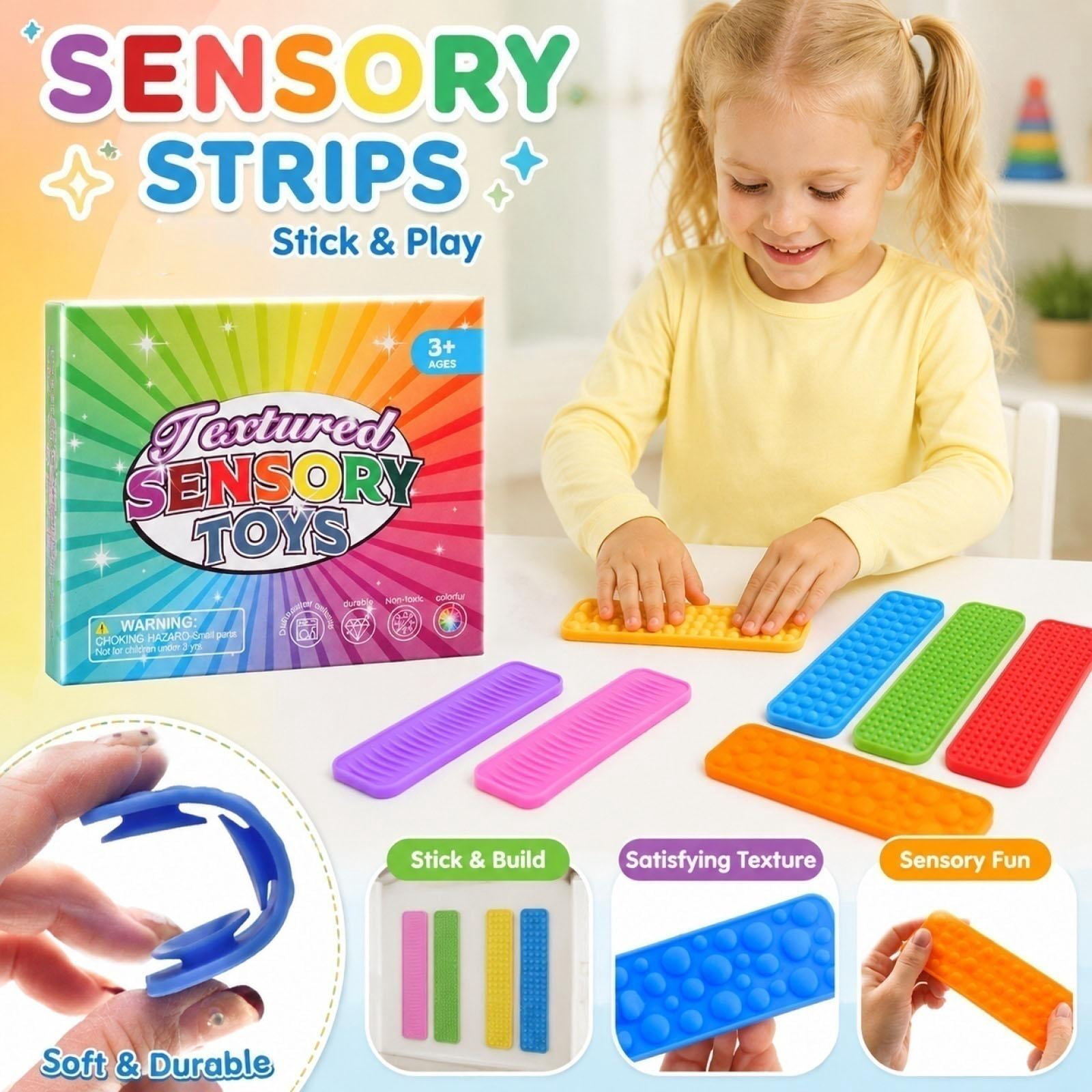 Colorful Silicone Texture Squeeze Strip Kit, Pop It Squeeze Toys, Small ...