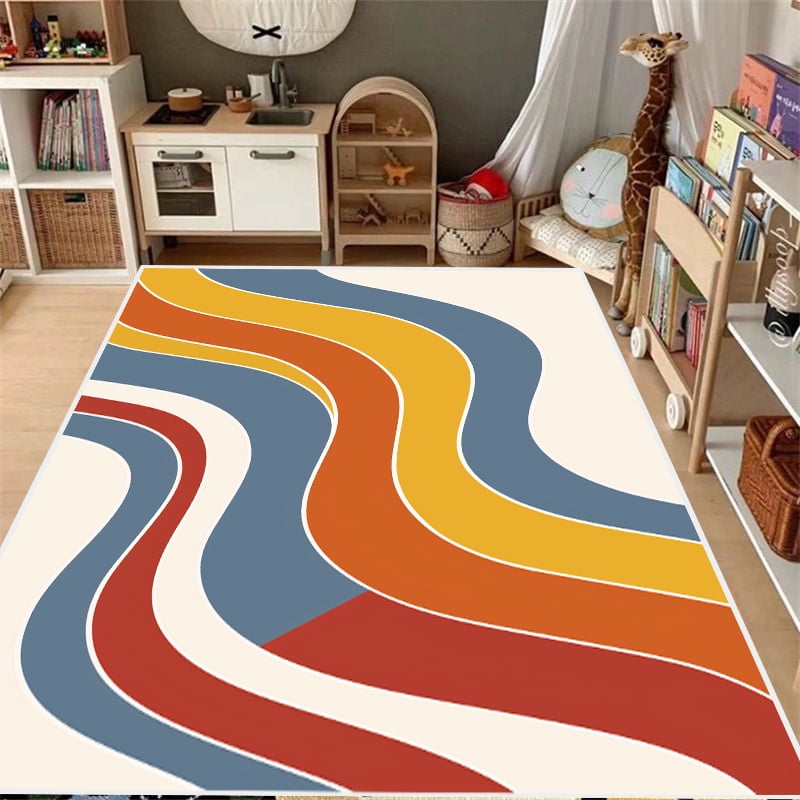 Colorful Simple Living Room Carpet Plush Sofa Table Floor Mats Washable ...