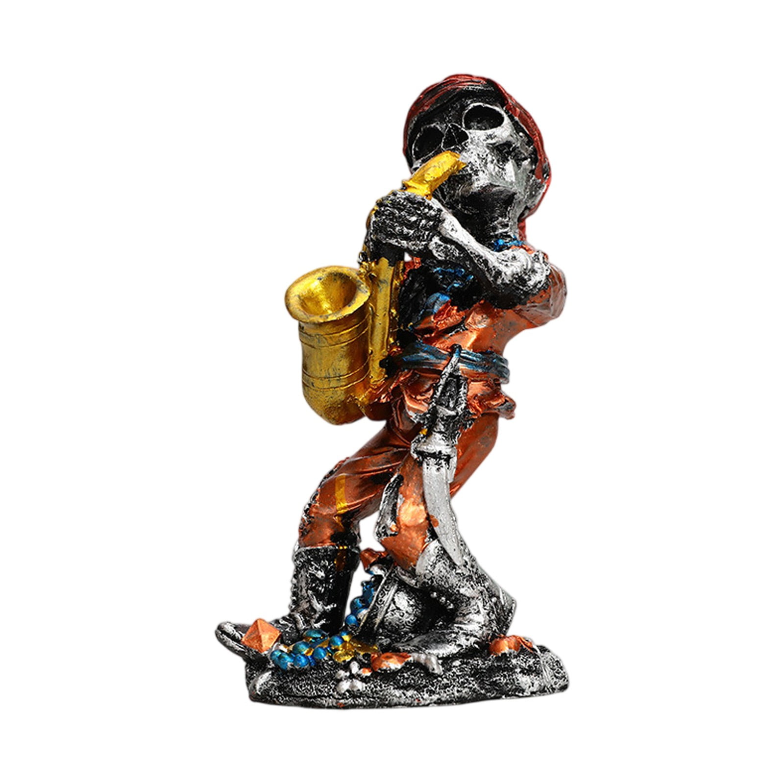 Colorful Singing Skeleton Figurine – Unique Hand-Painted Resin Statue ...