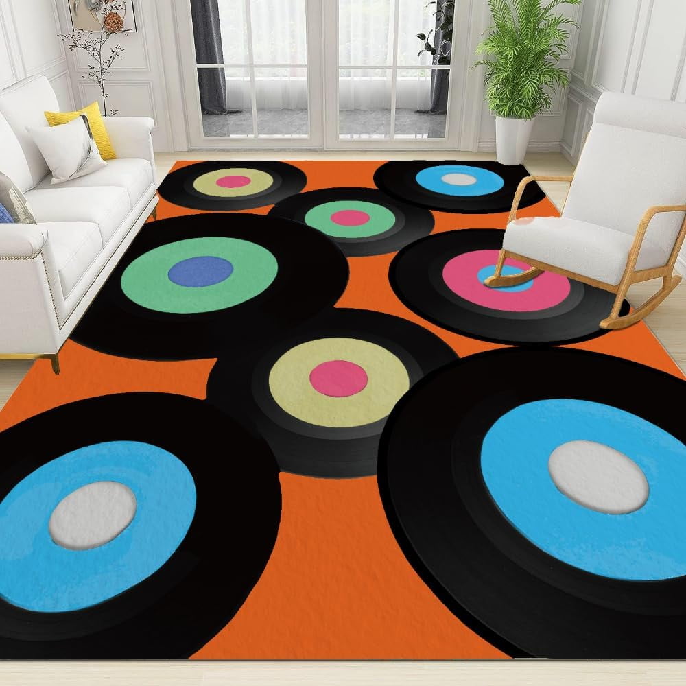 Colorful Sixties Vinyl Records Retro Area Rugs, Colorful Multi-Color ...