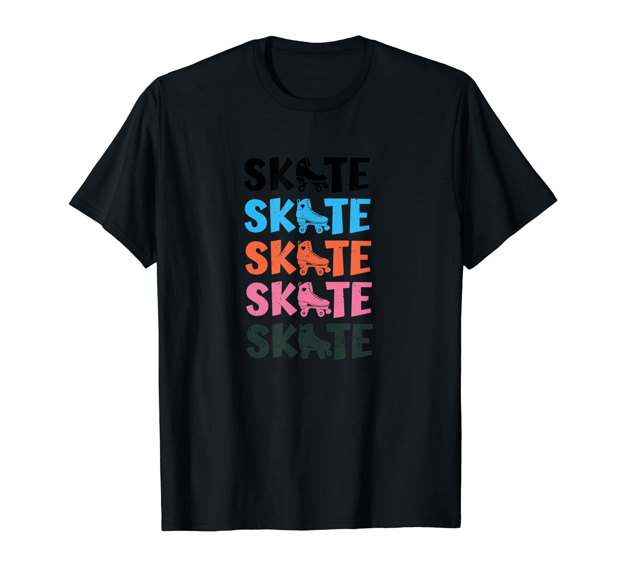 Colorful Skate Roller Retro Derby Skating Trainer Skater T-Shirt ...