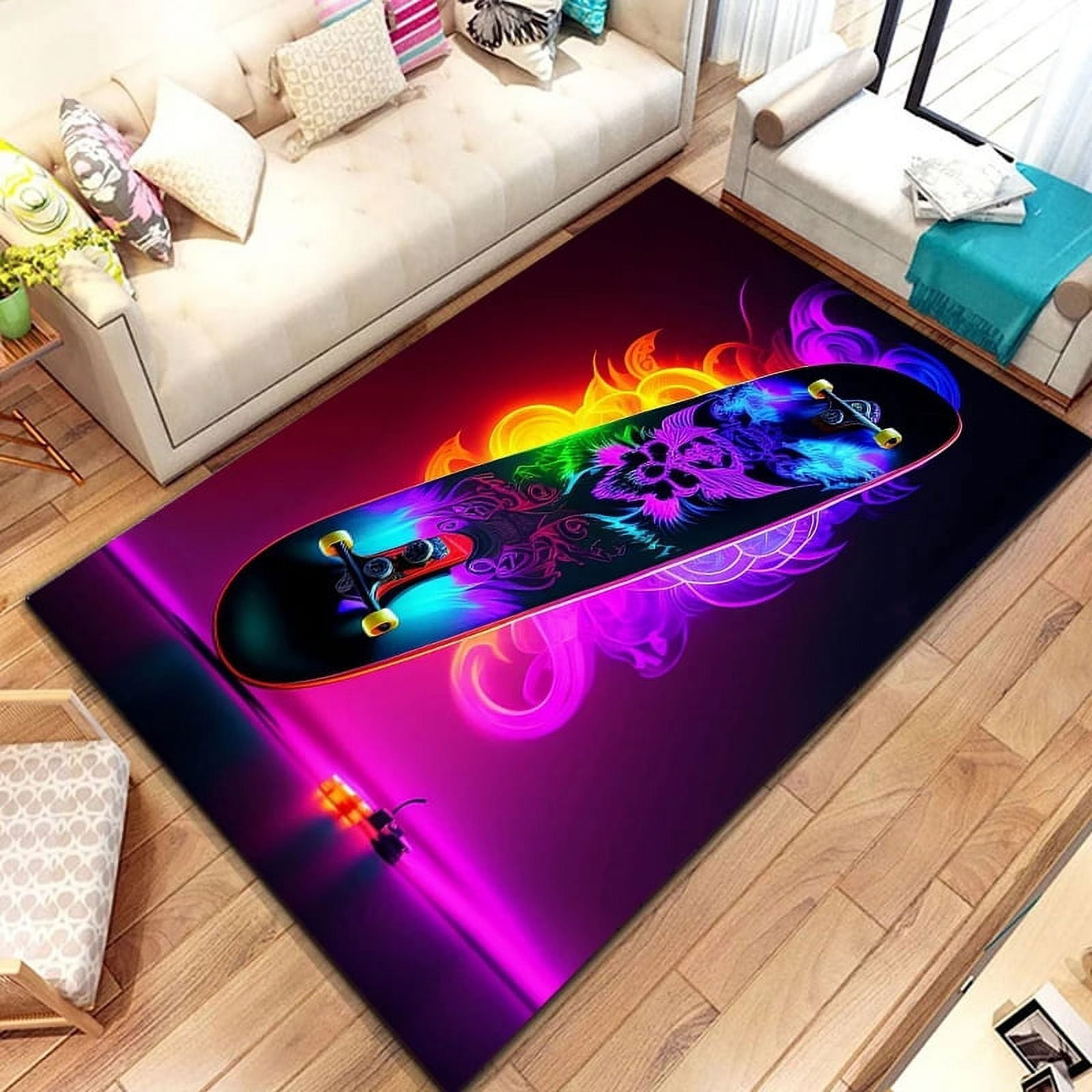 Colorful Skateboard Logo Printed Carpet Fashion Yoga Mat Non-slip Area ...
