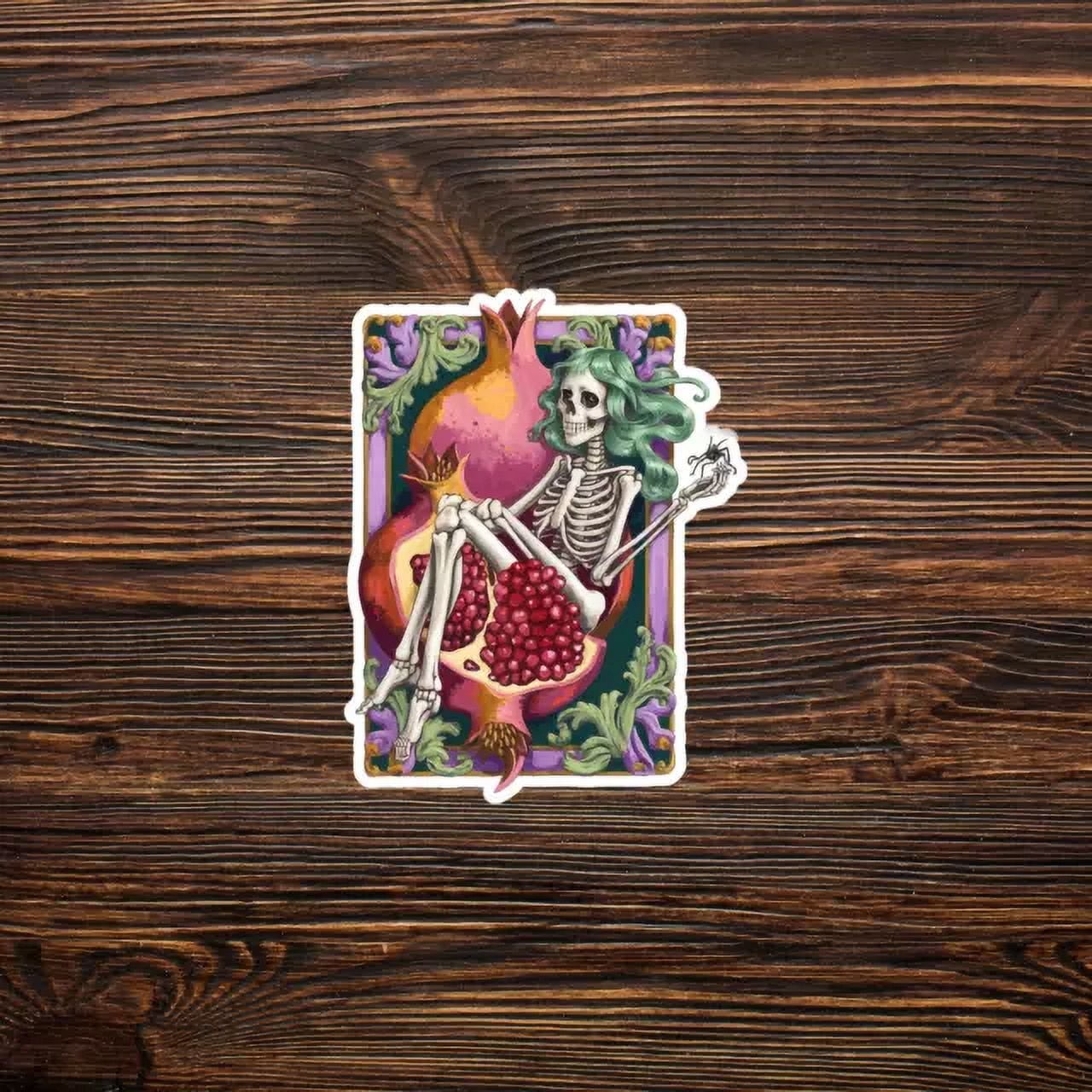 Colorful Skeleton Sticker Decal - Pomegranate Seeds Fruit Skull Art ...