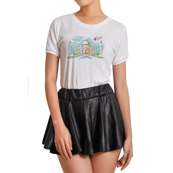 Colorful Sketch Of Agra Printed 100% Cotton Short Sleeves T- Shirt WTS ...