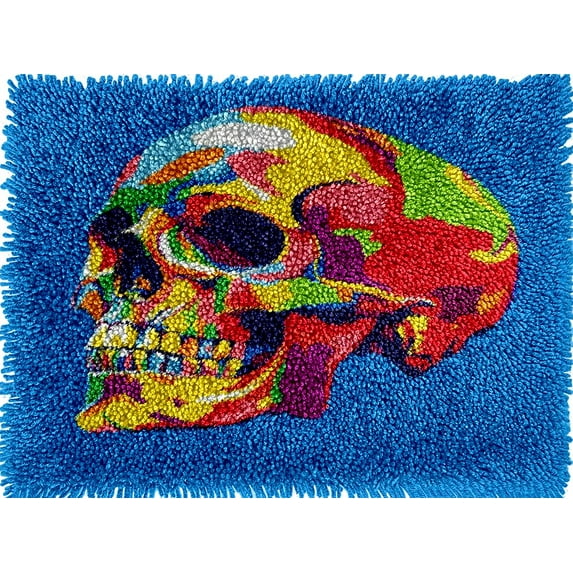 Colorful Skull Head Colorful Latch Hook Rug kits Pre-printed Crochet ...