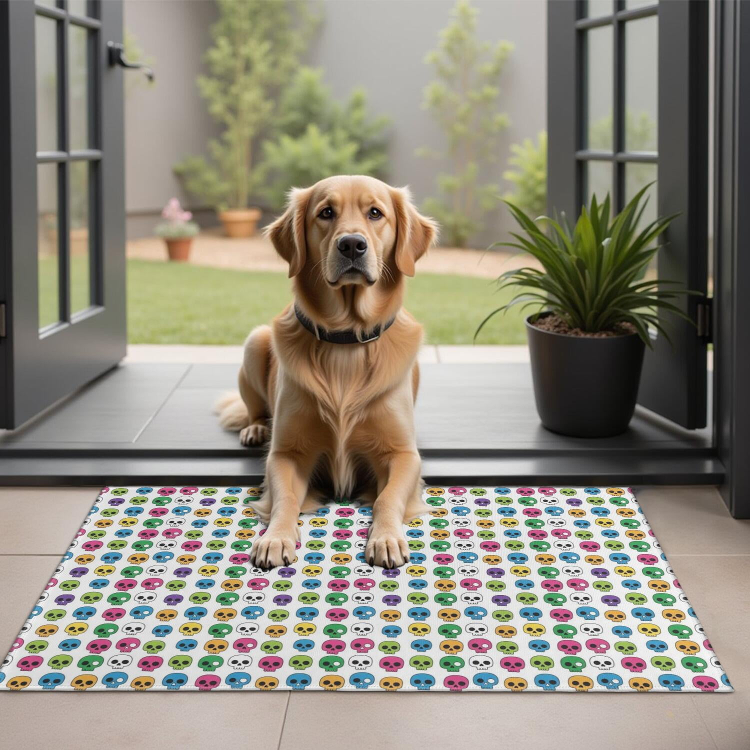 Colorful Skull Pattern Door Rugs,Washable Non Slip Door Mats Indoor ...