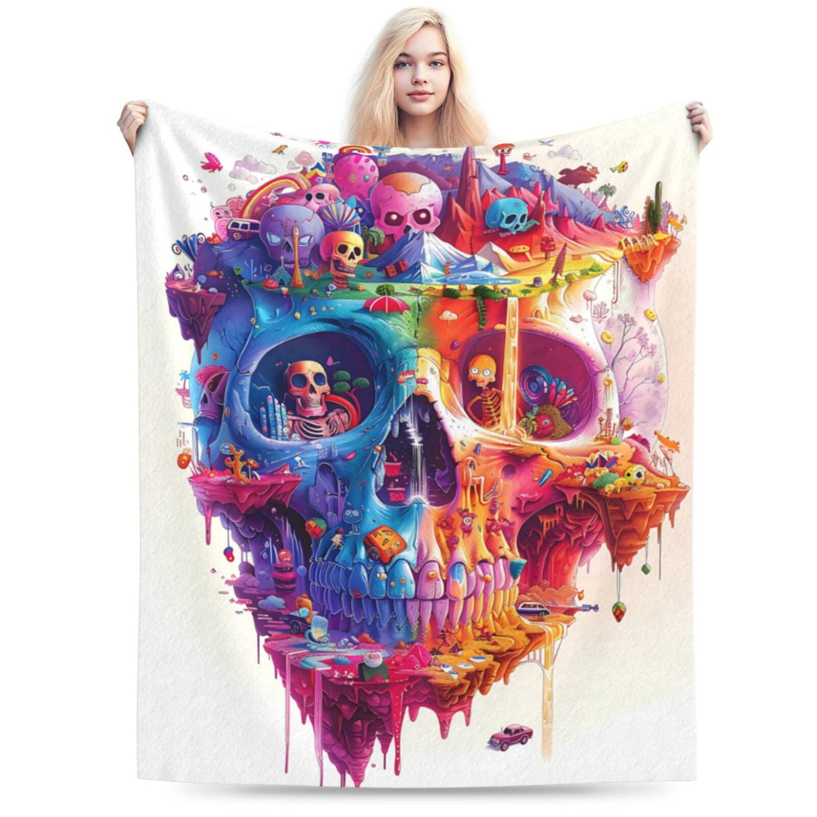 Colorful Skull Skeleton Super Cozy Soft Blanket,Home Couch Chair Decor ...