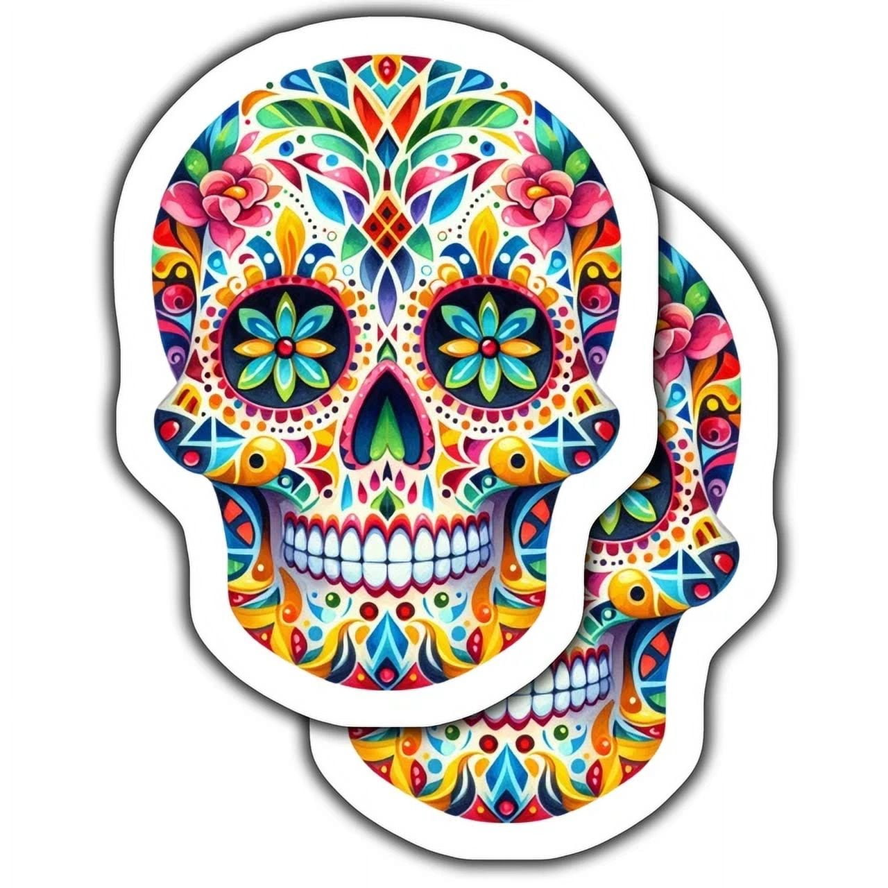 Colorful Skull Stickers, Day Of The Dead Stickers, Sugar Skull Decal ...