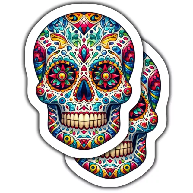 Colorful Skull Stickers, Day Of The Dead Stickers, Sugar Skull Vinyl ...
