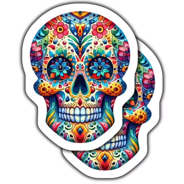 Colorful Skull Stickers, Day Of The Dead Vinyl Decals, Bright Sugar ...