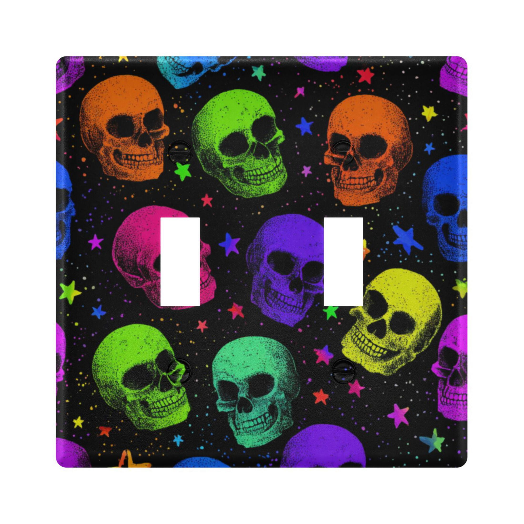 Colorful Skulls Cute Stars Light Switch Cover Electrical Outlet Cover ...