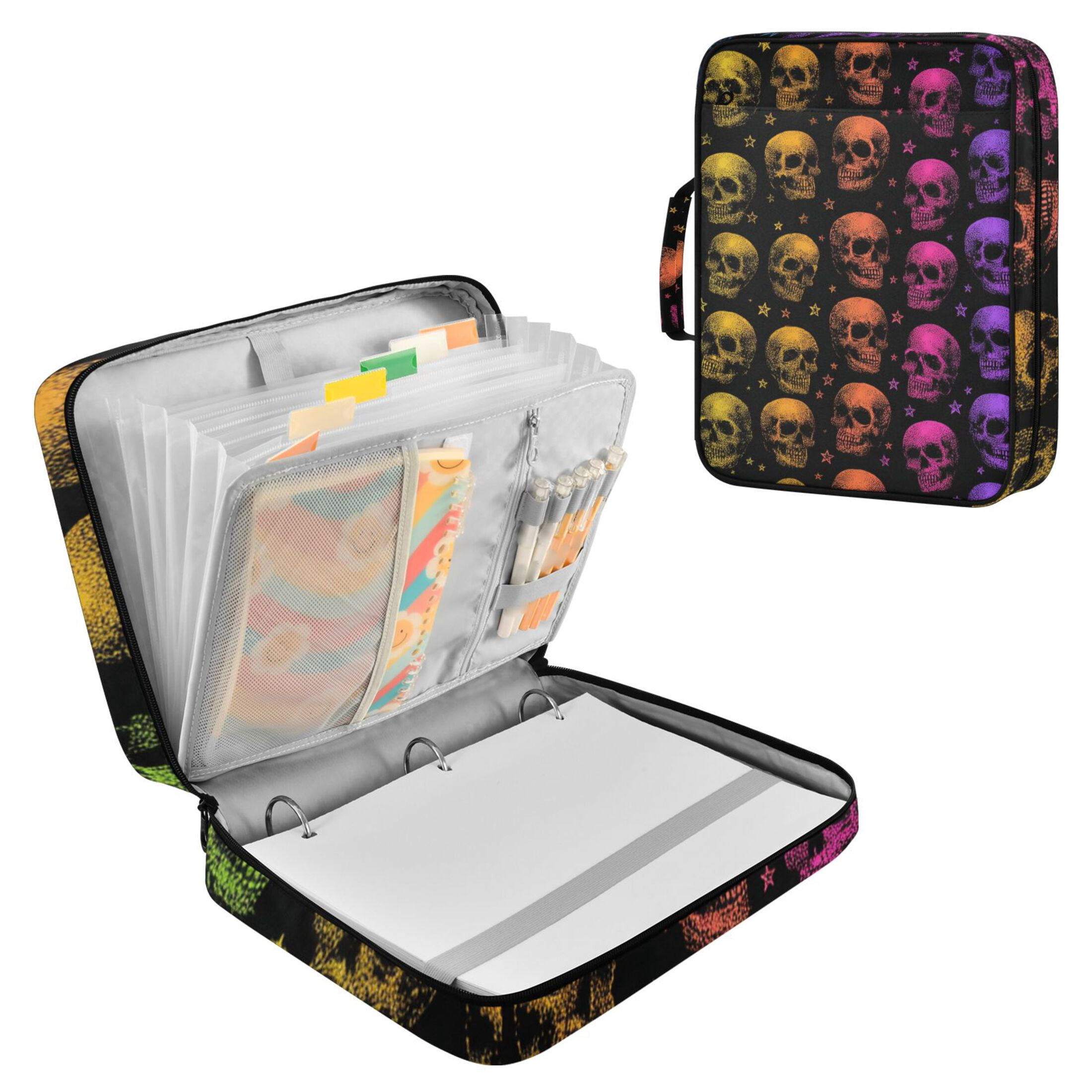 Colorful Skulls Repeating Pattern Accordion File Organizer Expanding ...