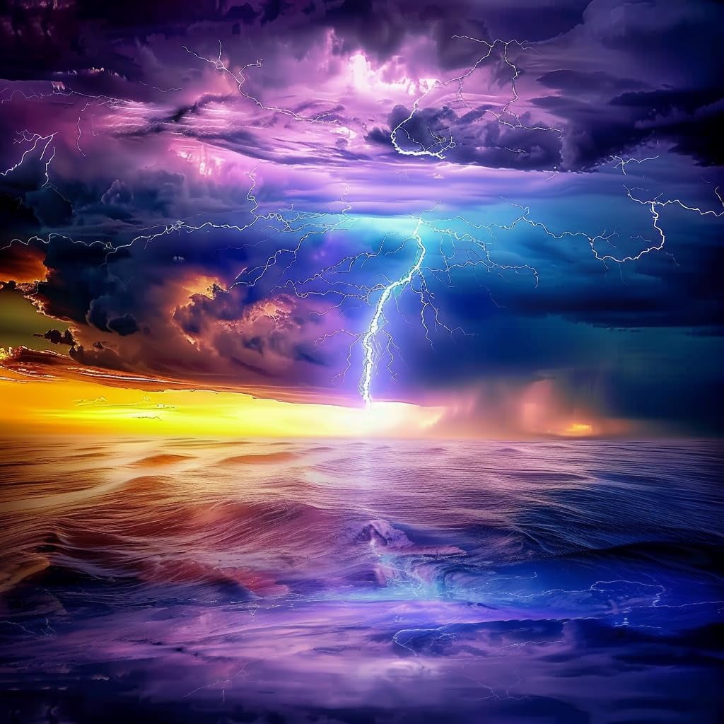 Colorful Sky Clouds Lightning 5D Diamond Art Painting by Number Kits ...