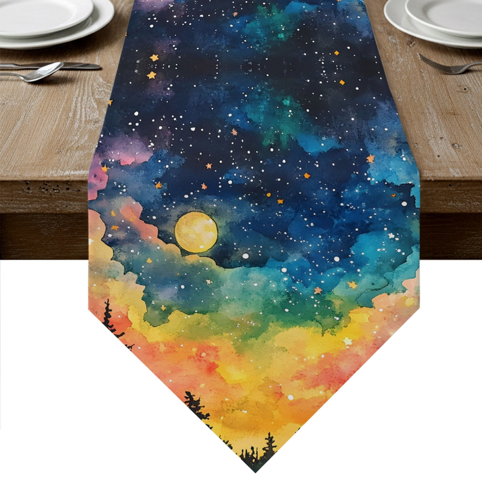 Colorful Sky Table Runner Linen Burlap Table Runner 90 Inches Long ...