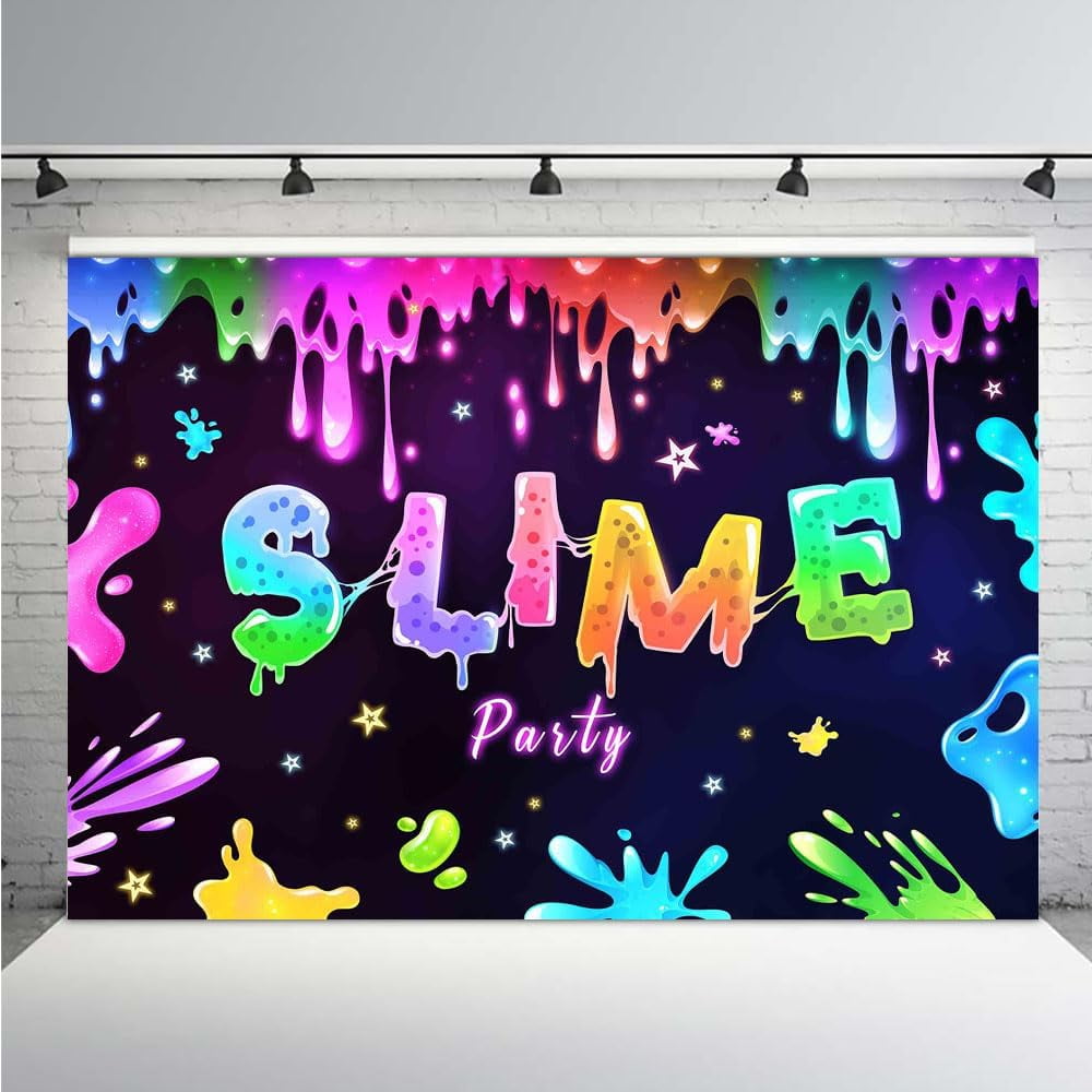 Colorful Slime Party Backdrop Slime Birthday Party Decorations Fiesta ...